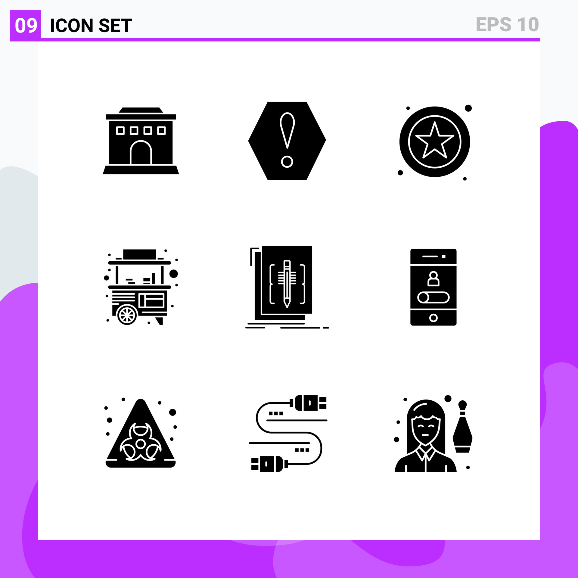 Universal Icon Symbols Group of 9 Modern Solid Glyphs of program editor ...