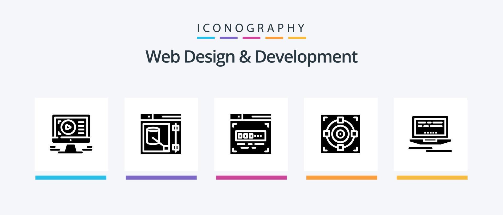 Web Design And Development Glyph 5 Icon Pack Including success . target . tool . coder. Creative ...