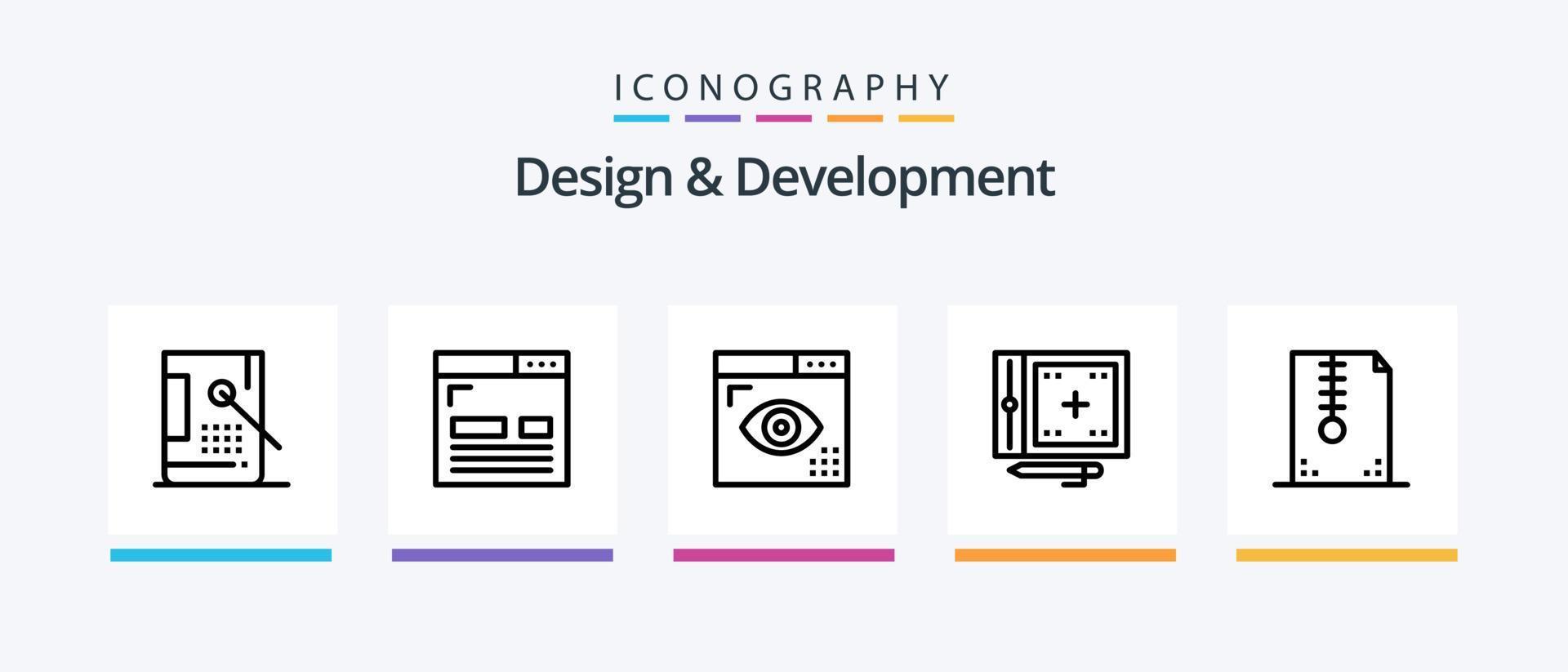 Design And Development Line 5 Icon Pack Including Development Coding Gear Pencil Design