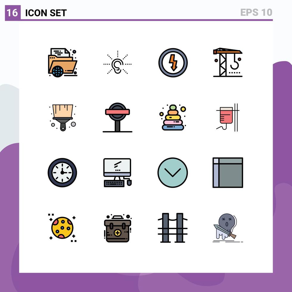 Editable Vector Line Pack of 16 Simple Flat Color Filled Lines of ...