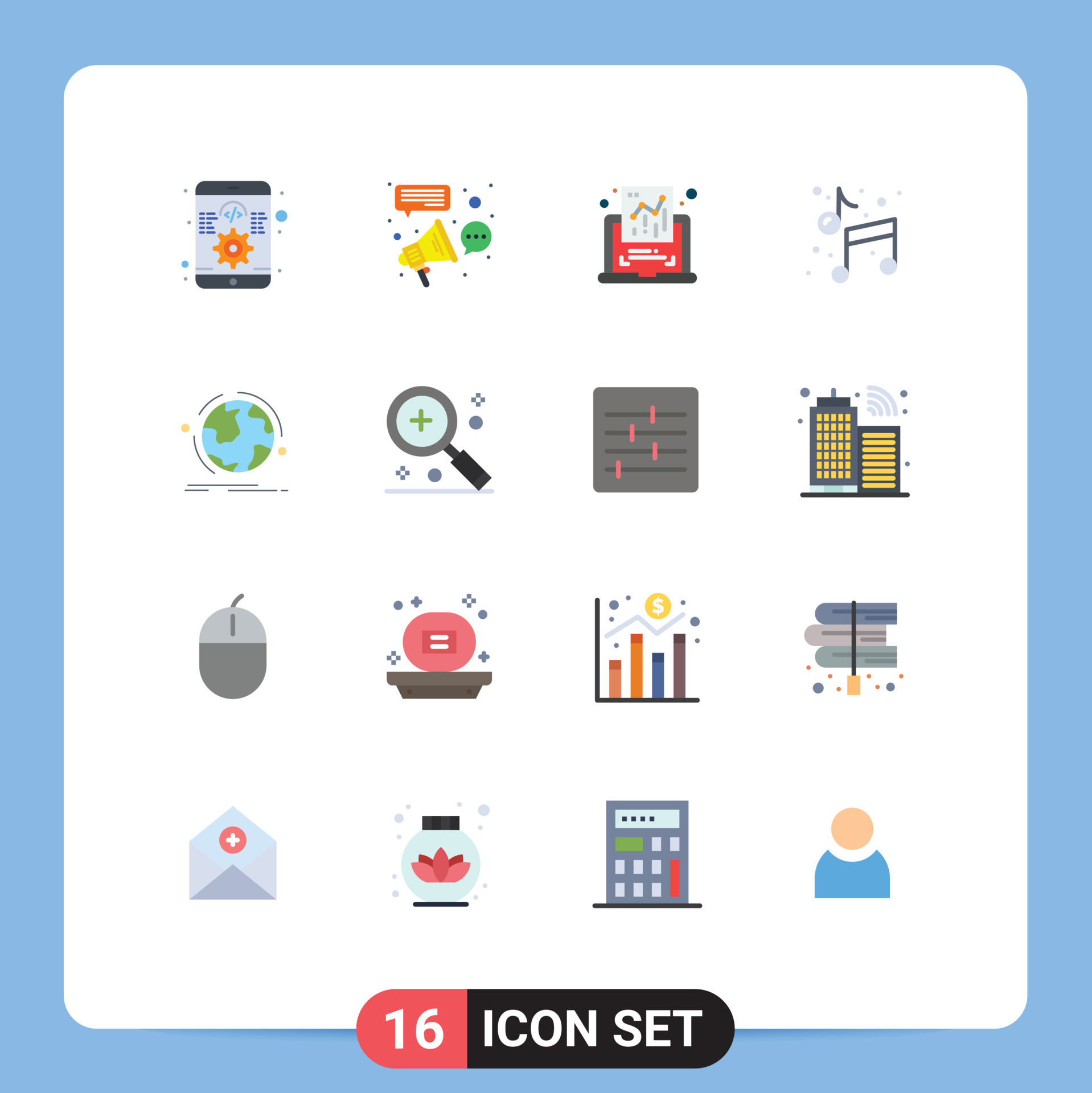 Editable Vector Line Pack of 16 Simple Flat Colors of globe arts ...