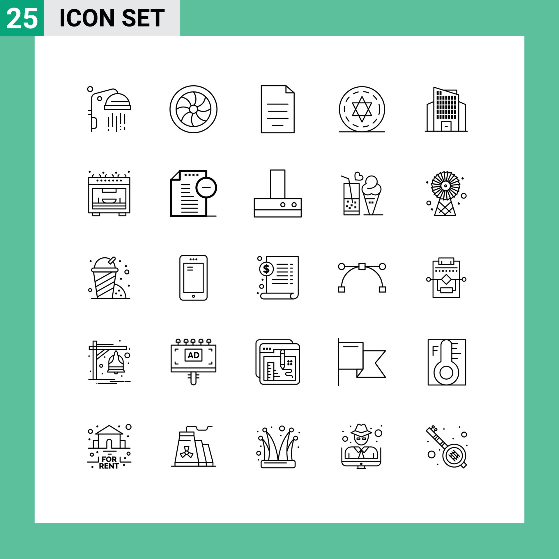 Set of 25 Modern UI Icons Symbols Signs for skyscraper building dollar ...