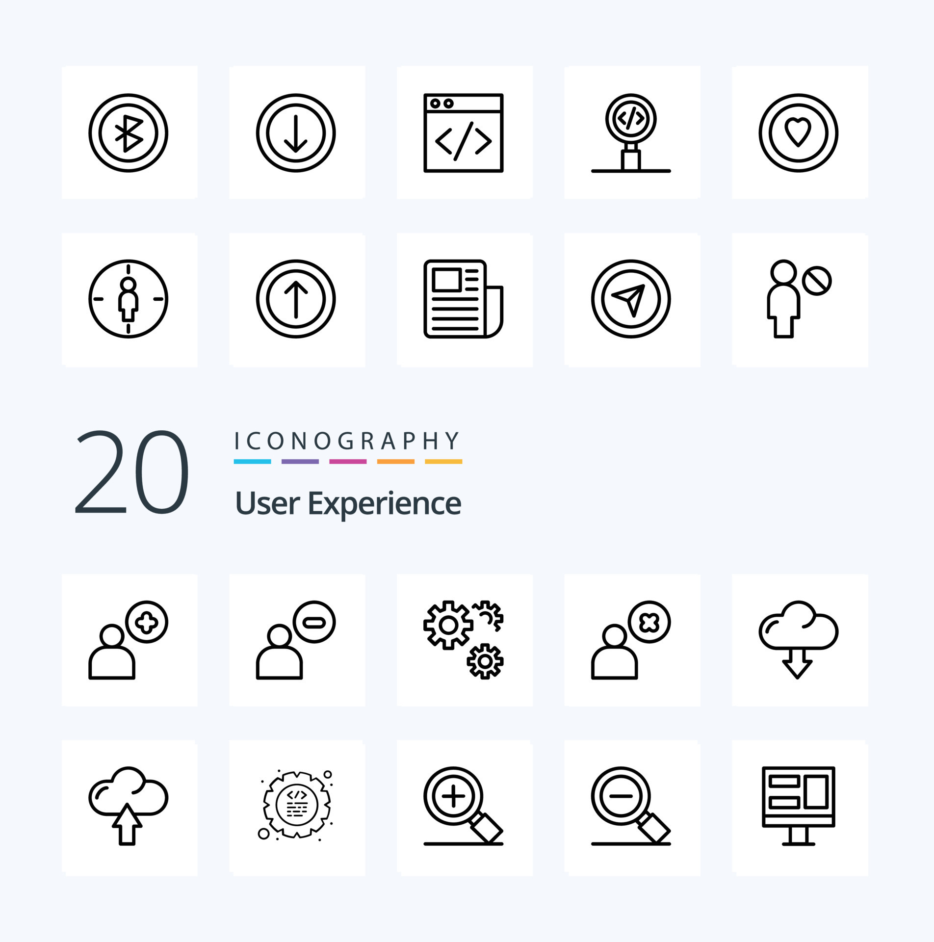 20 User Experience Line Icon Pack Like Profile Cross Less Preferences 19251949 Vector Art At