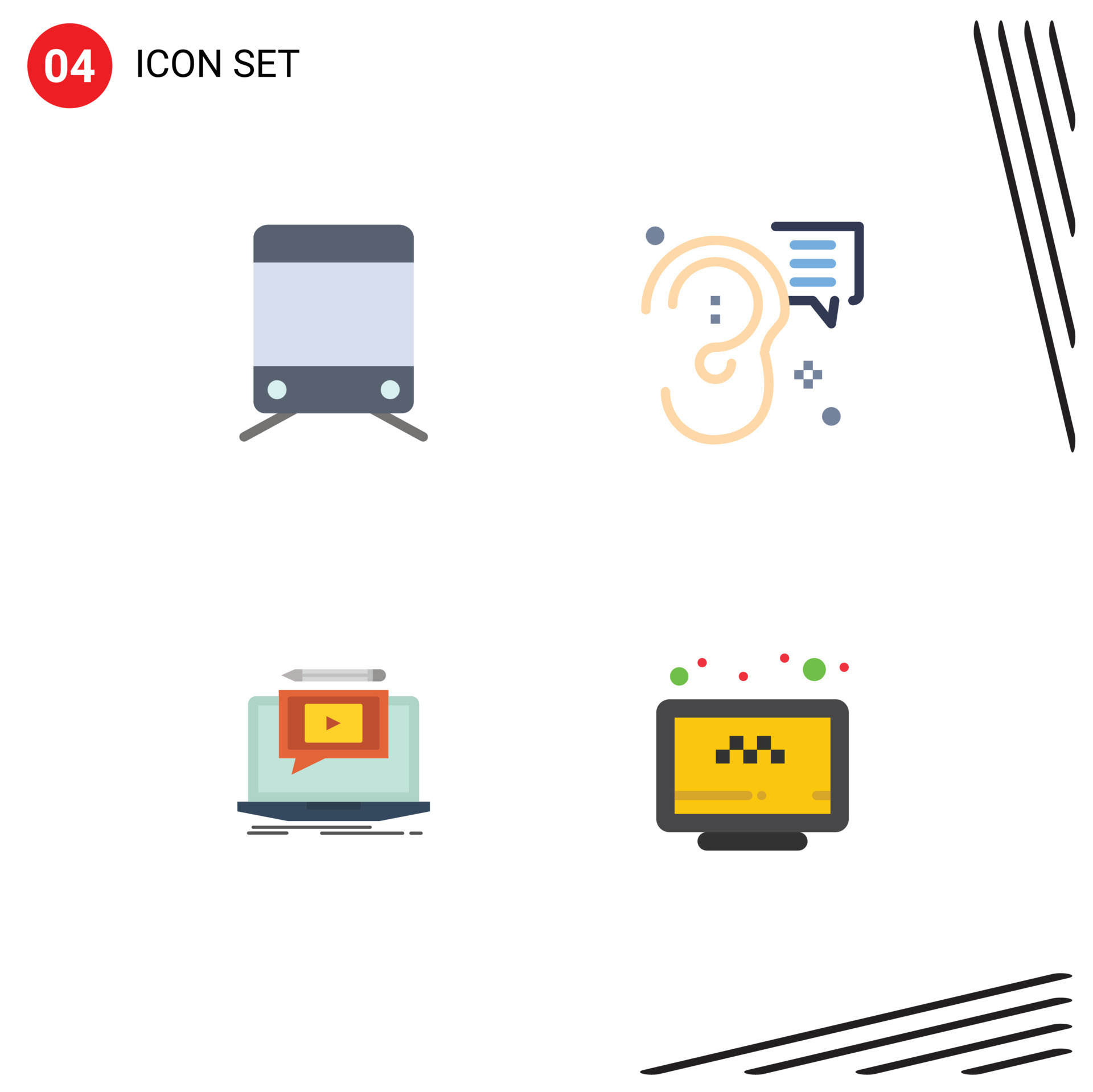 4 Thematic Vector Flat Icons and Editable Symbols of sign player buzz marketing tutorial ...