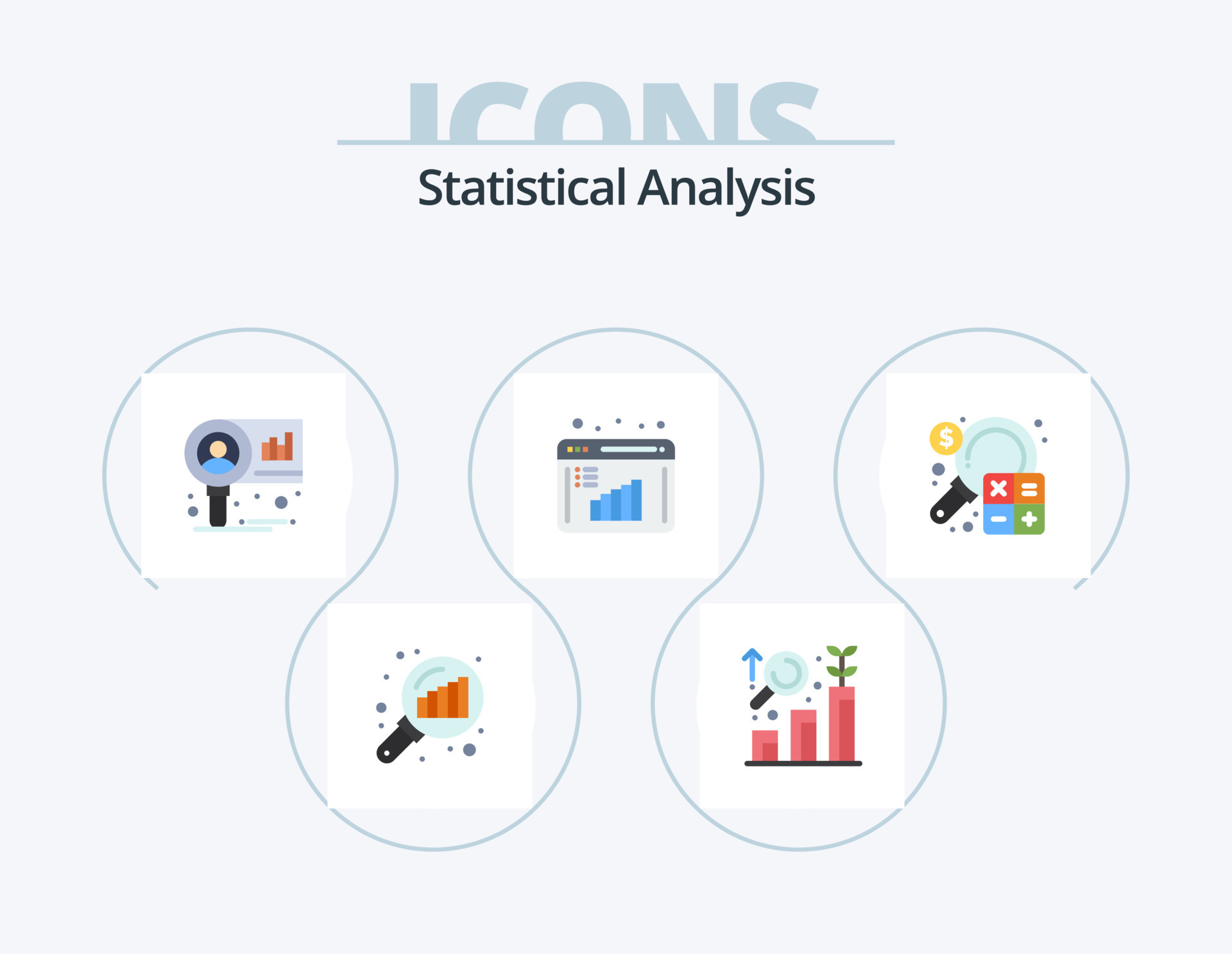 Statistical Analysis Flat Icon Pack 5 Icon Design. analysis. data ...
