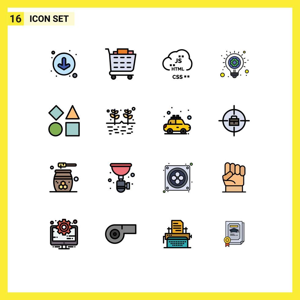 Editable Vector Line Pack Of 16 Simple Flat Color Filled Lines Of Shapes Bricks Coding Business