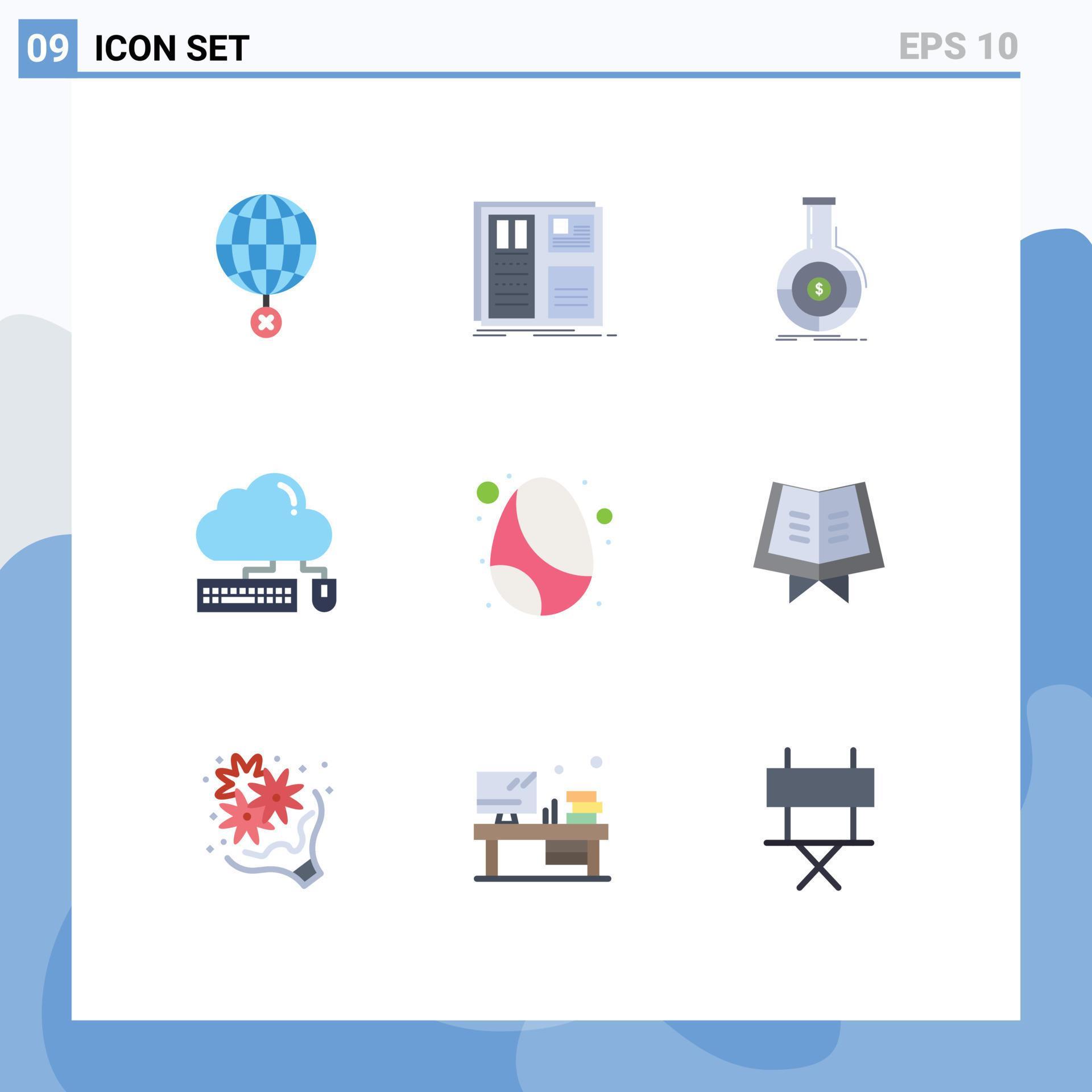 Set Of 9 Vector Flat Colors On Grid For Mouse Computing Layout