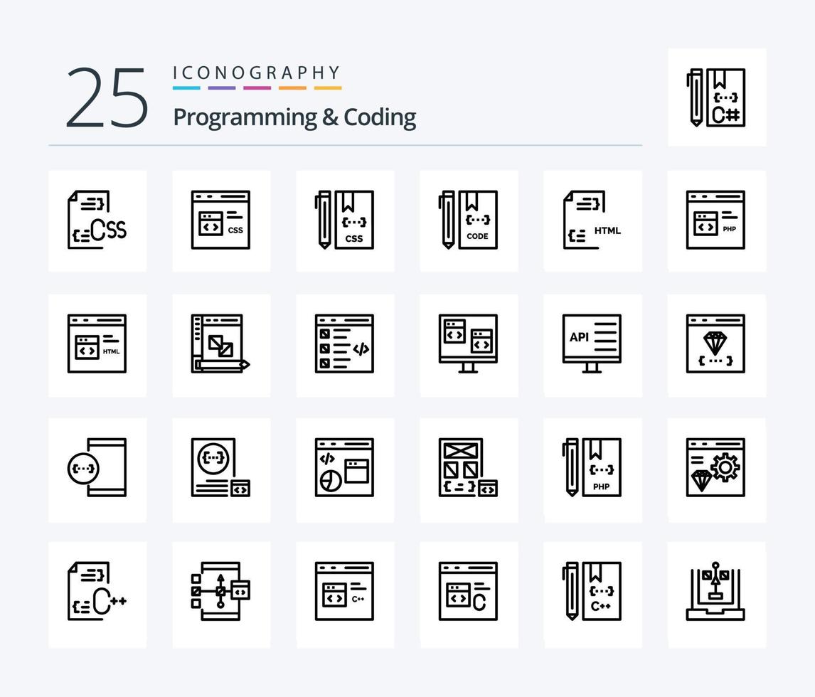 Programming And Coding 25 Line icon pack including development. coding ... Programming And Coding 25 Line icon pack including development. coding ...