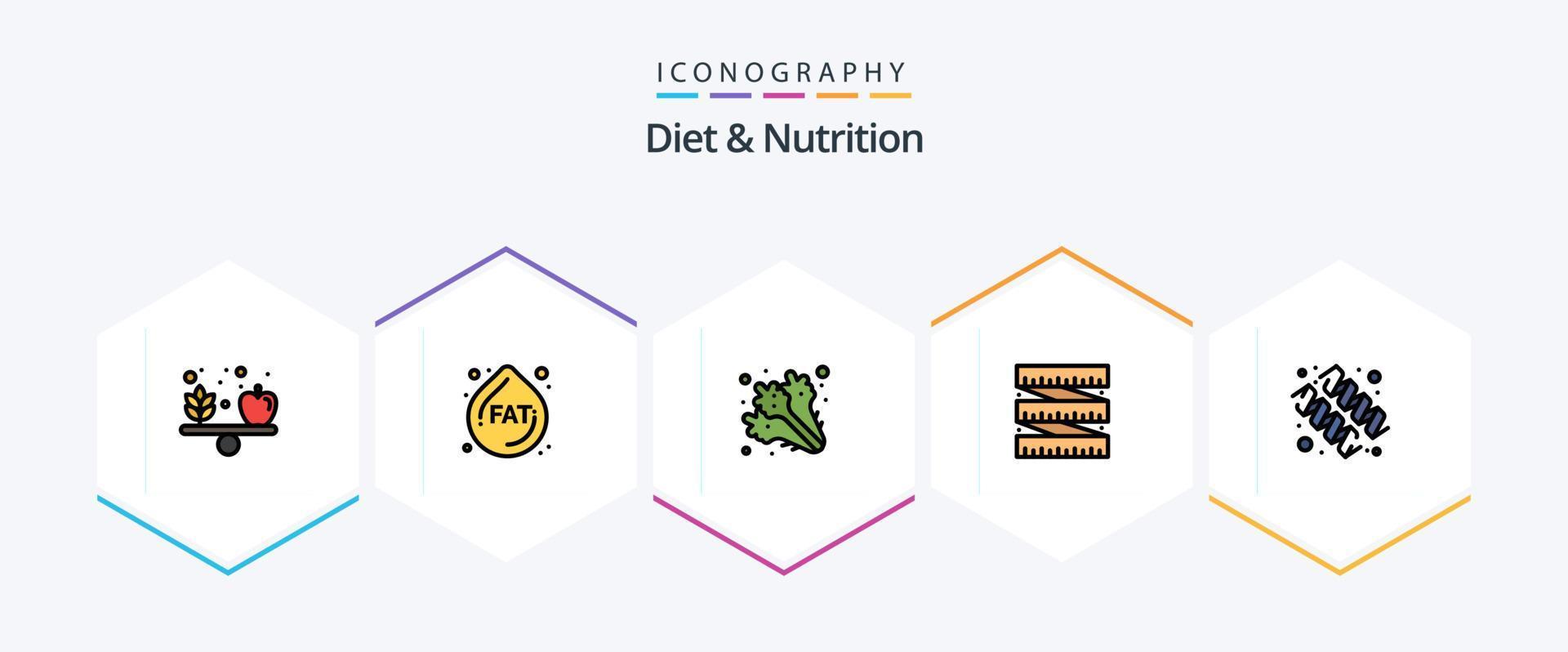 Diet And Nutrition 25 FilledLine icon pack including vitamin. protein ...