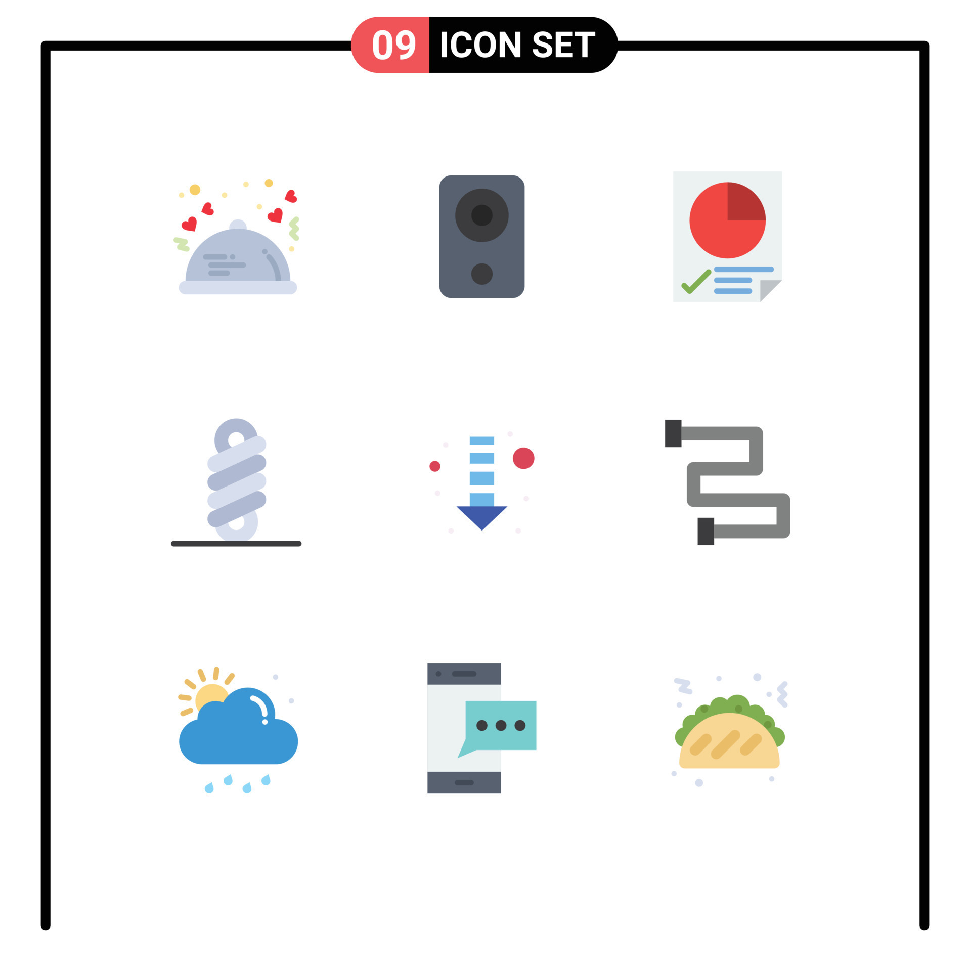 9 Thematic Vector Flat Colors And Editable Symbols Of Arrow Spring Hardware Double Page Editable