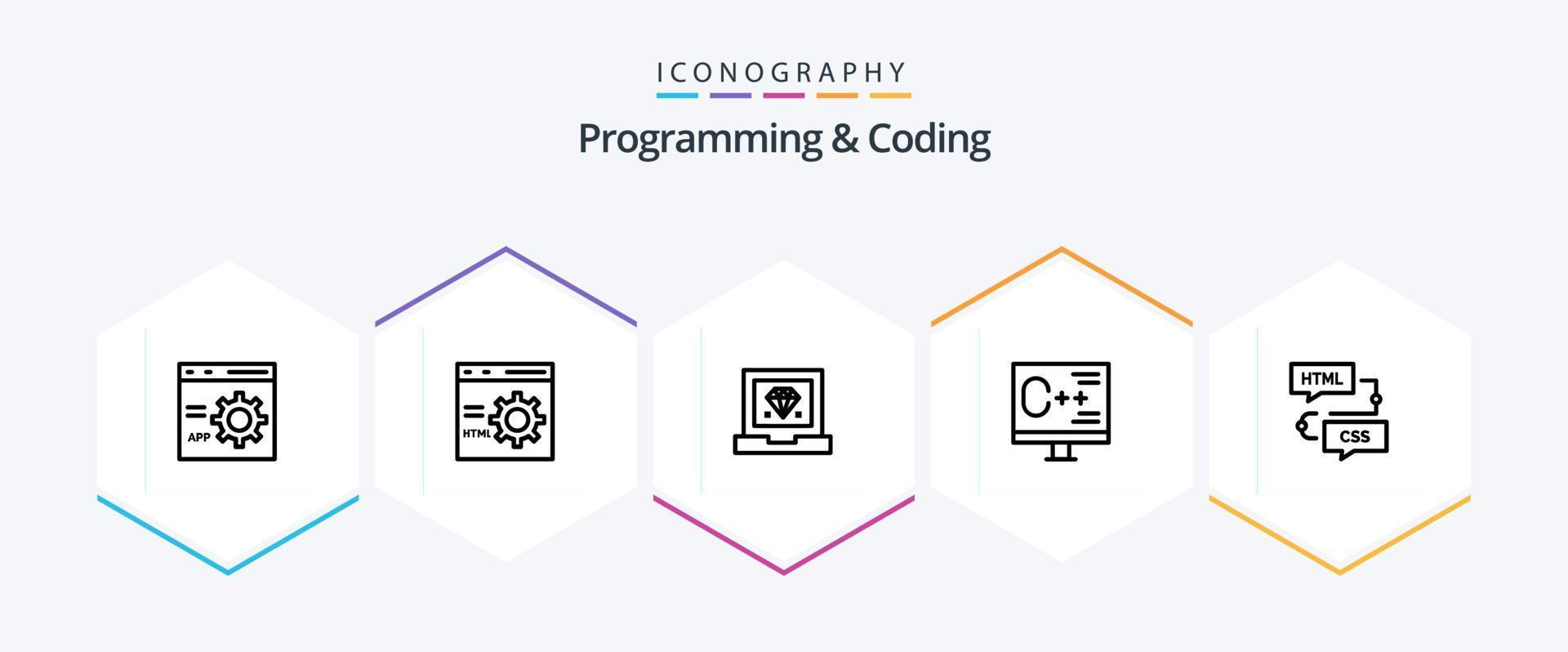 Programming And Coding 25 Line Icon Pack Including Development Coding Programming Programming