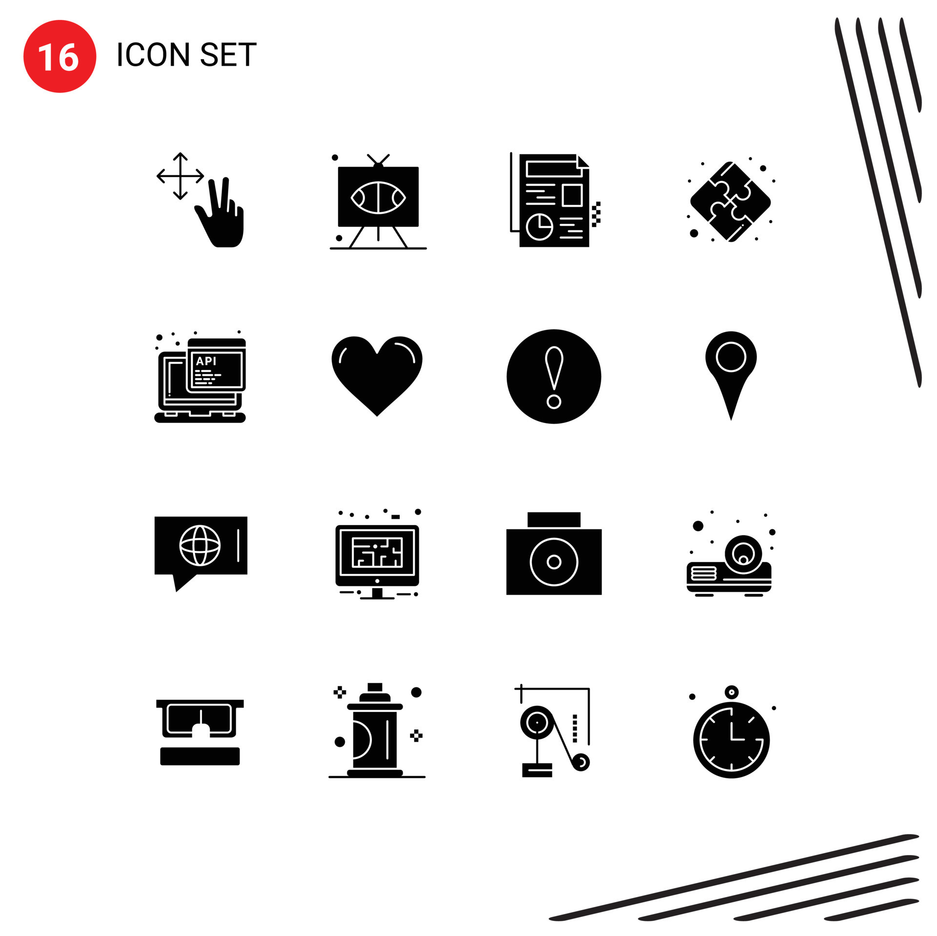16 Thematic Vector Solid Glyphs And Editable Symbols Of Programming Javascript Document Api