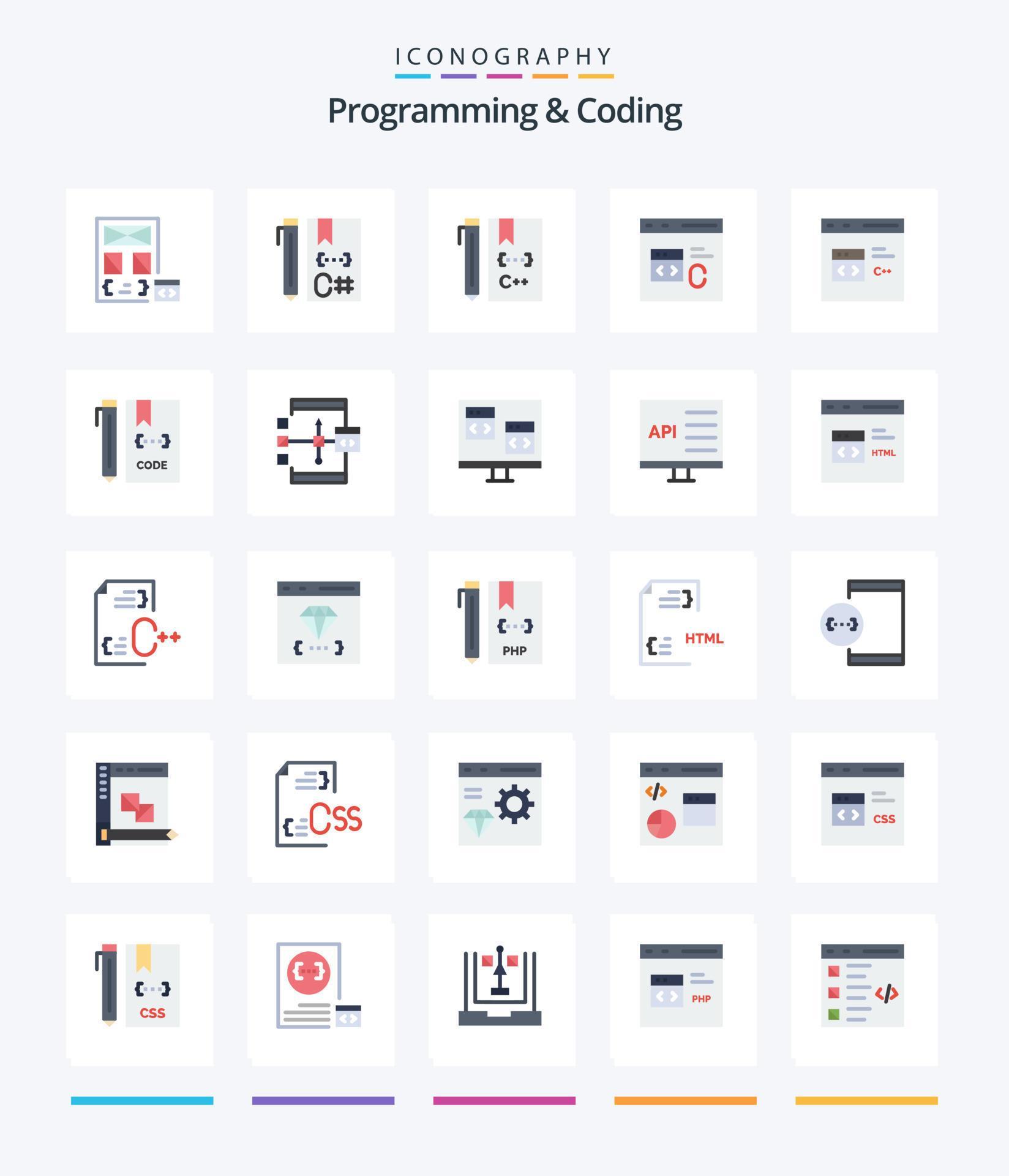 Creative Programming And Coding 25 Flat Icon Pack Such As Develop App Develop File Develop