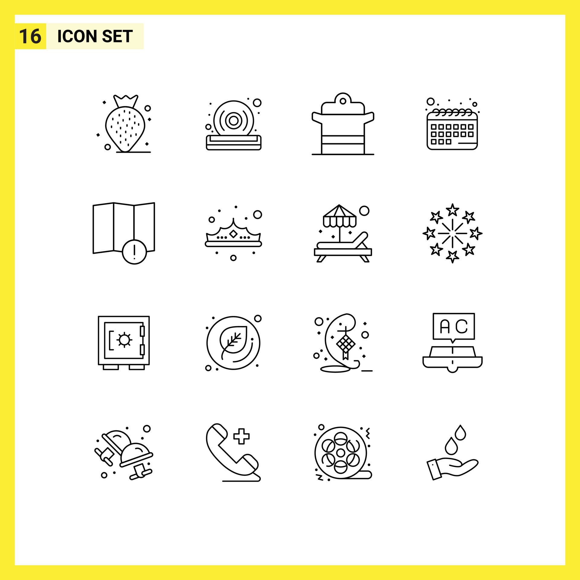 Set Of 16 Modern Ui Icons Symbols Signs For Warning Alert Cooking Schedule Appointment Editable