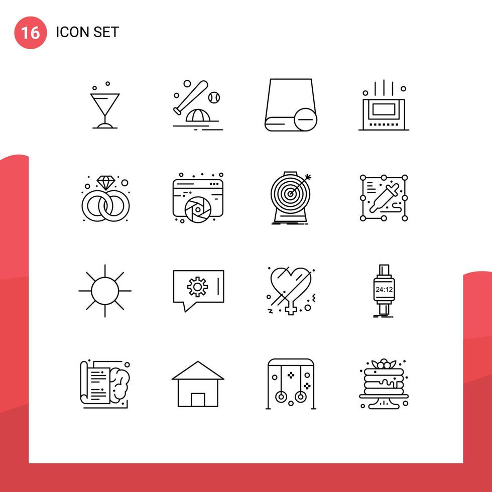 User Interface Pack Of 16 Basic Outlines Of Present Room Computers Mat Hardware Editable Vector