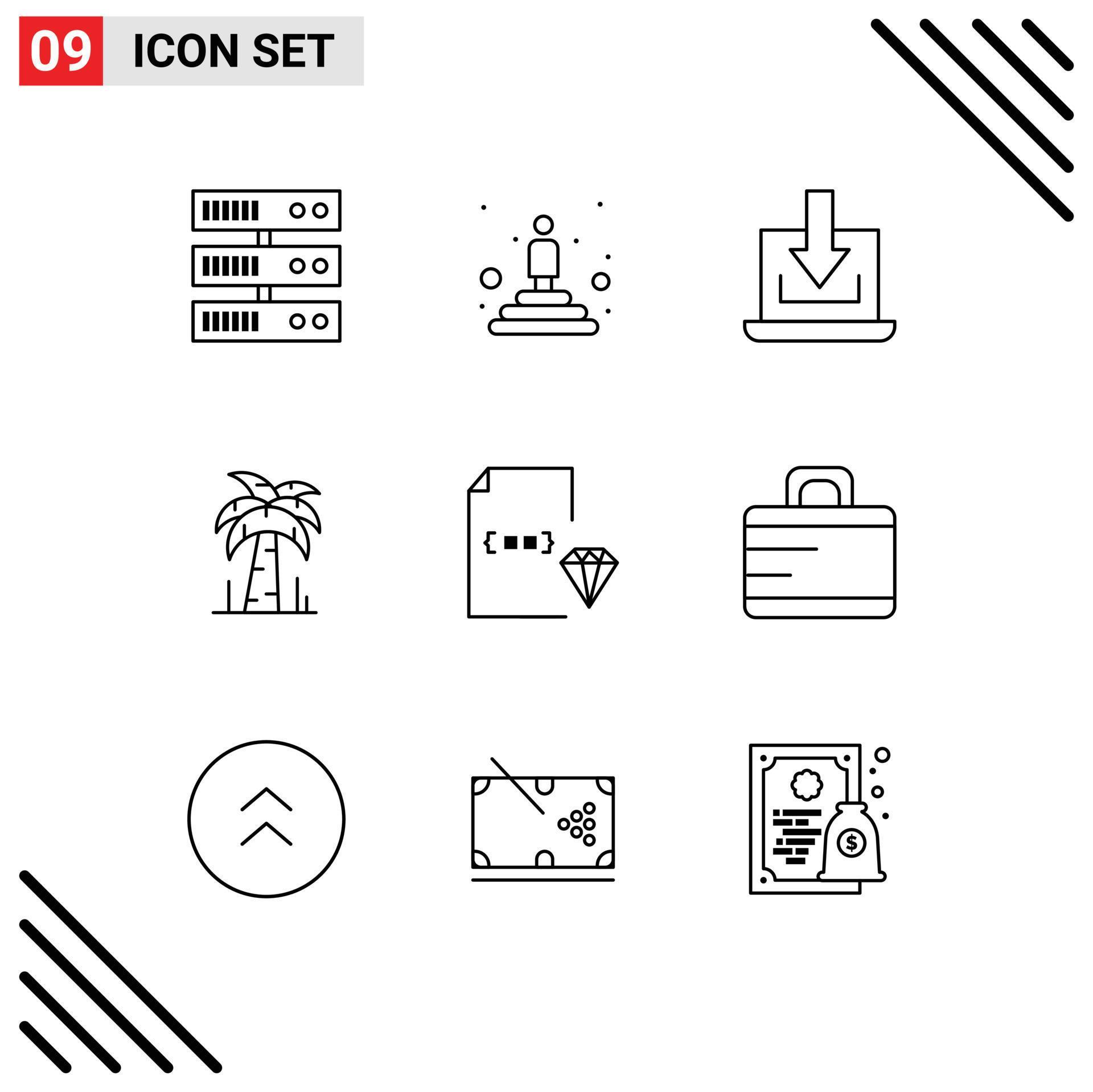 Editable Vector Line Pack Of 9 Simple Outlines Of Document Develop