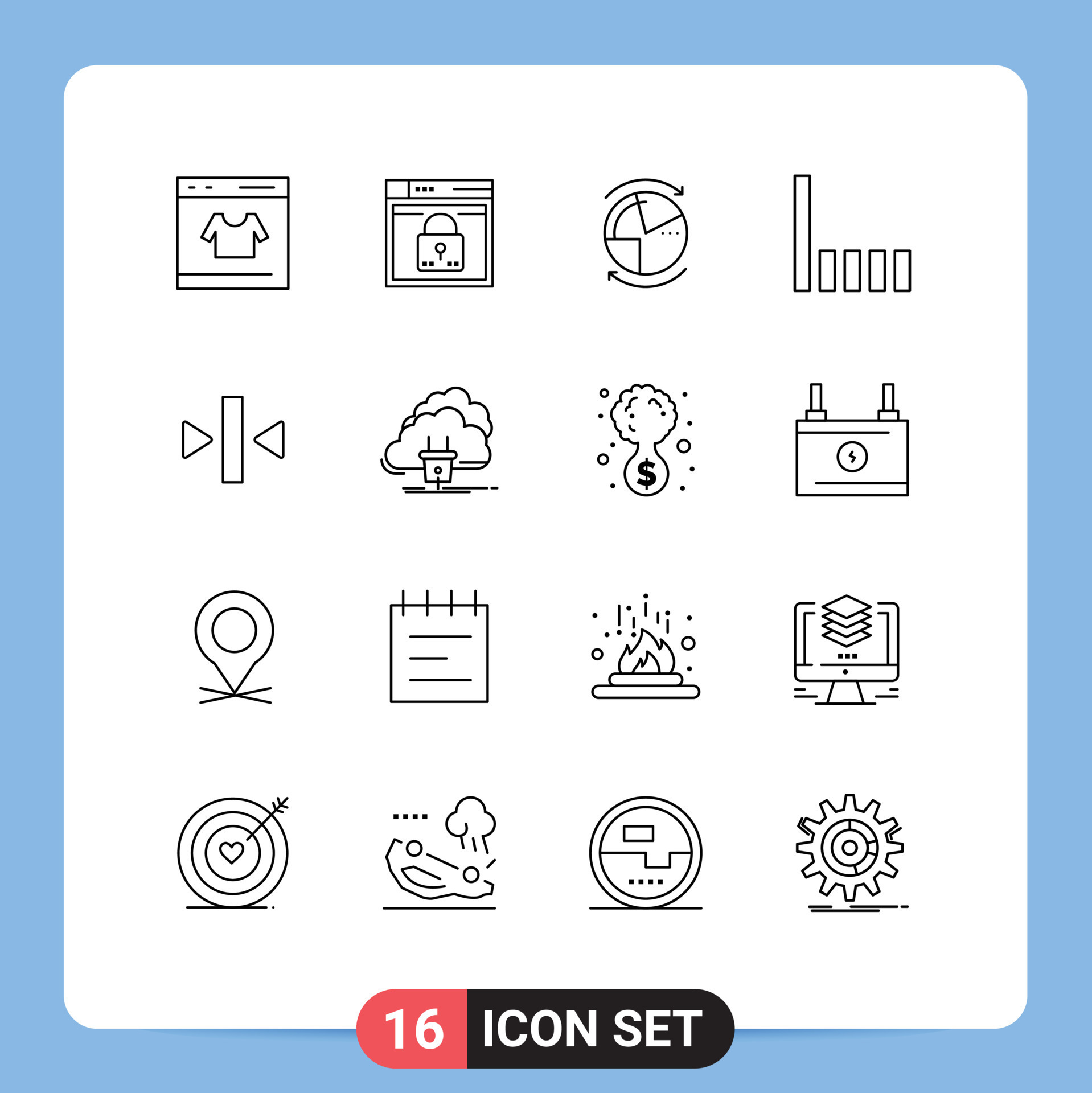 Stock Vector Icon Pack of 16 Line Signs and Symbols for phone server ...