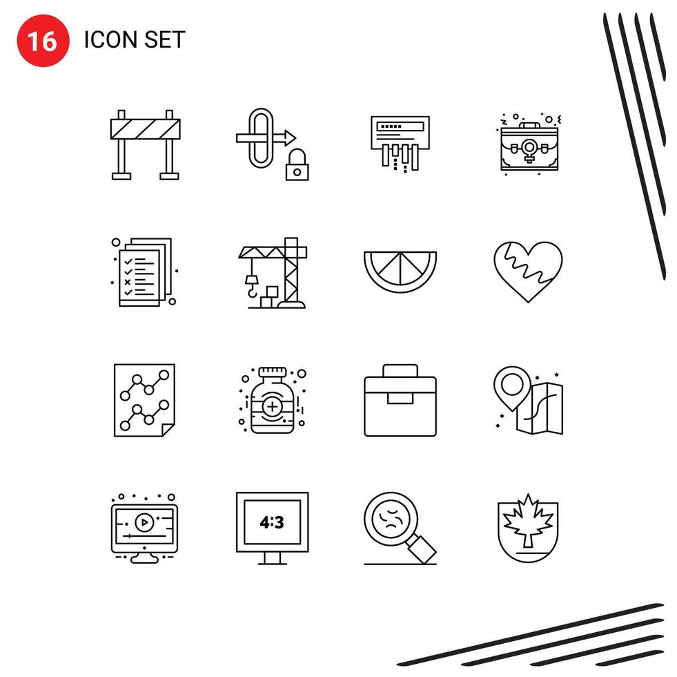 16 User Interface Outline Pack of modern Signs and Symbols of file ...