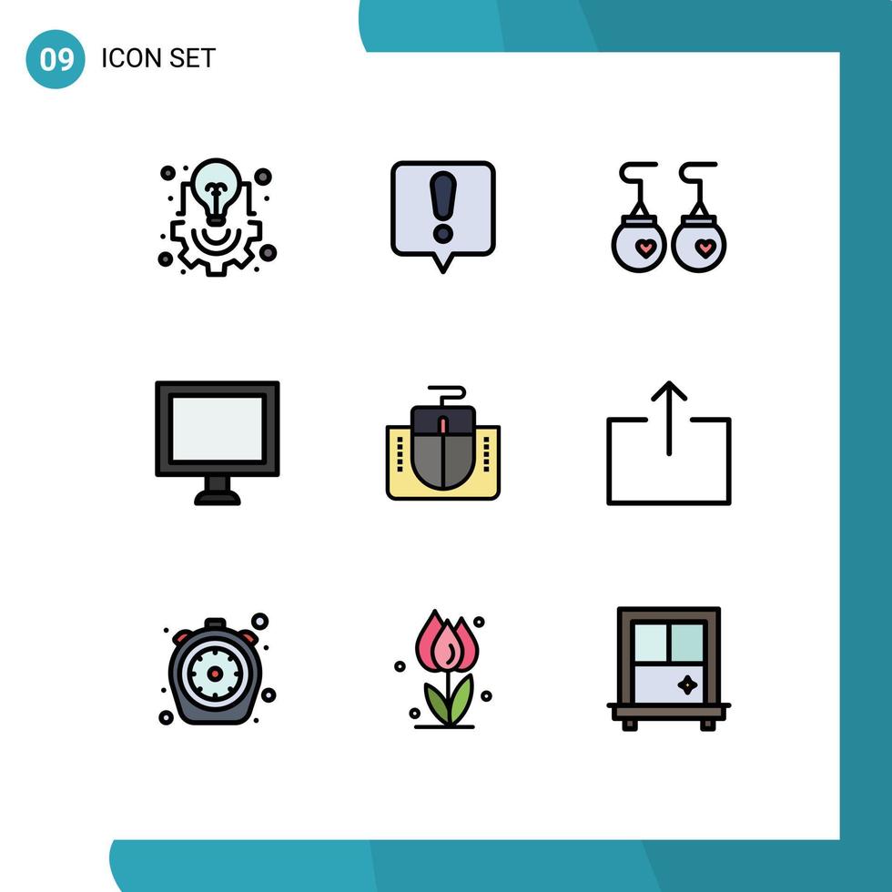 9 Thematic Vector Filledline Flat Colors and Editable Symbols of mouse interface mouse earrings ...
