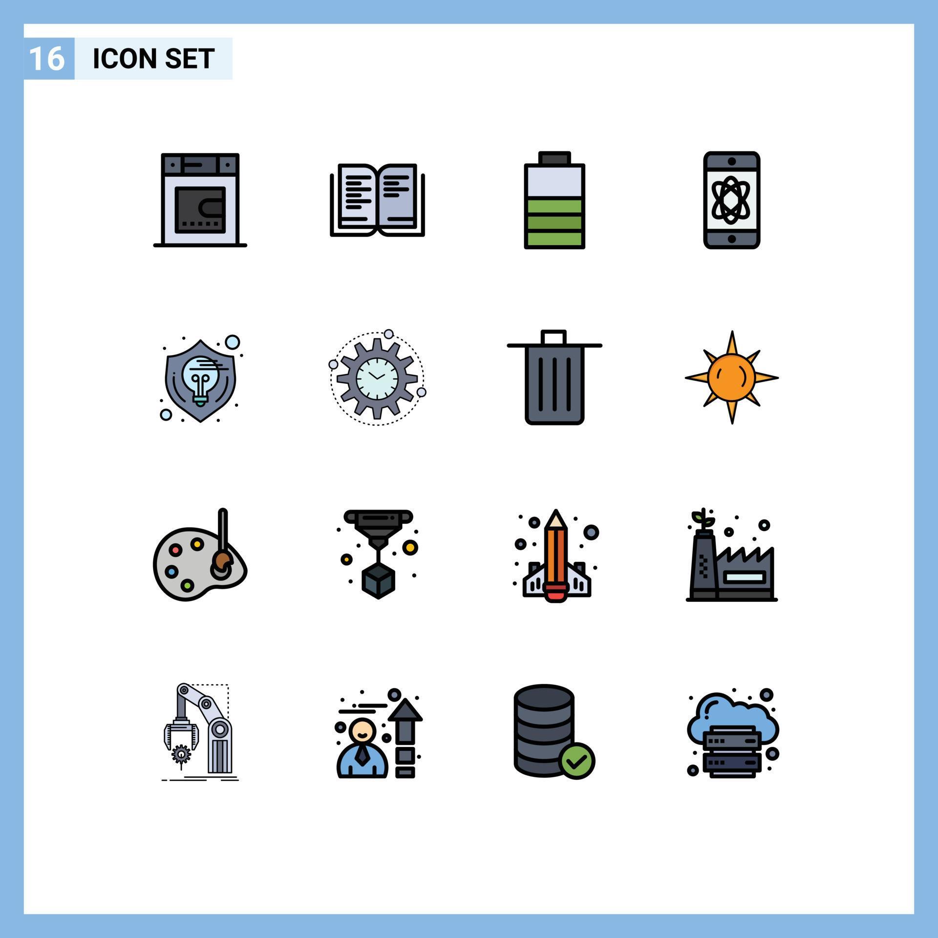 Stock Vector Icon Pack Of 16 Line Signs And Symbols For Thinking Idea Power Design Tech Editable