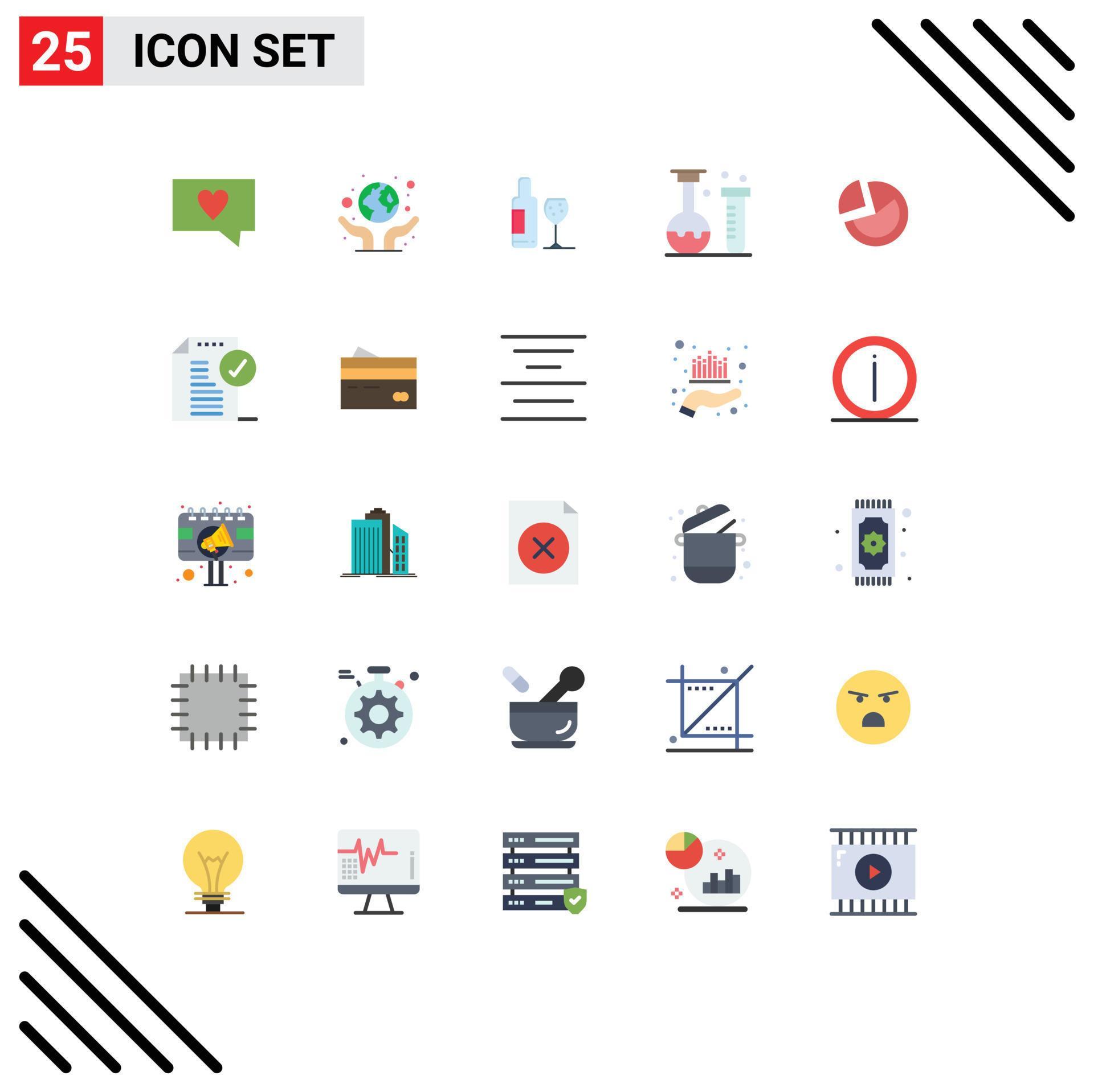 Universal Icon Symbols Group Of 25 Modern Flat Colors Of Statistic School Bottle Laboratory