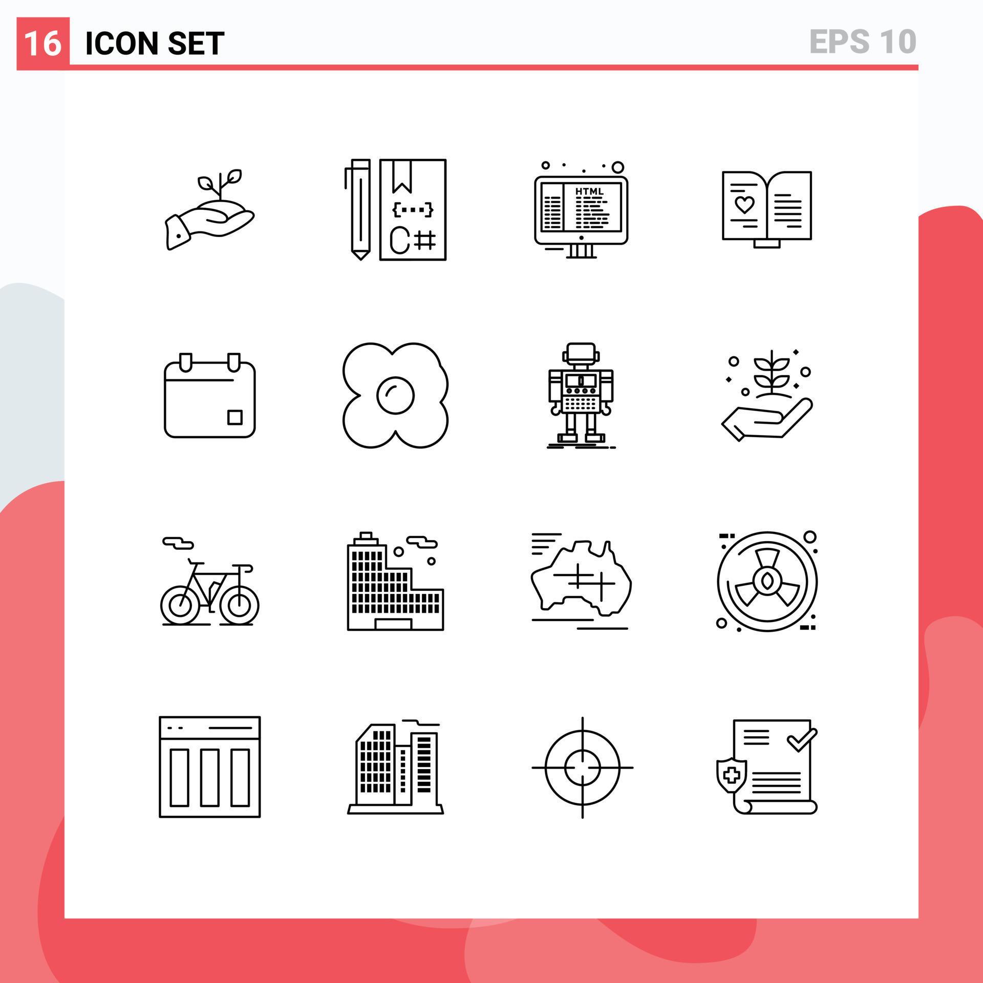 16 User Interface Outline Pack of modern Signs and Symbols of love ...