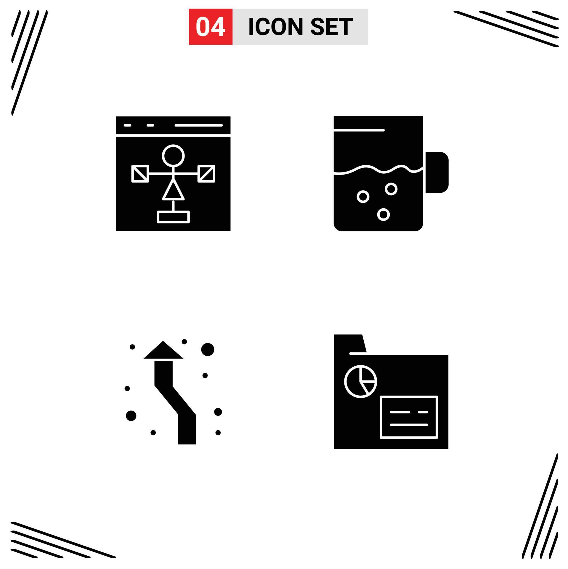 4 Thematic Vector Solid Glyphs And Editable Symbols Of Coding Arrows Flowchart Drink Direction