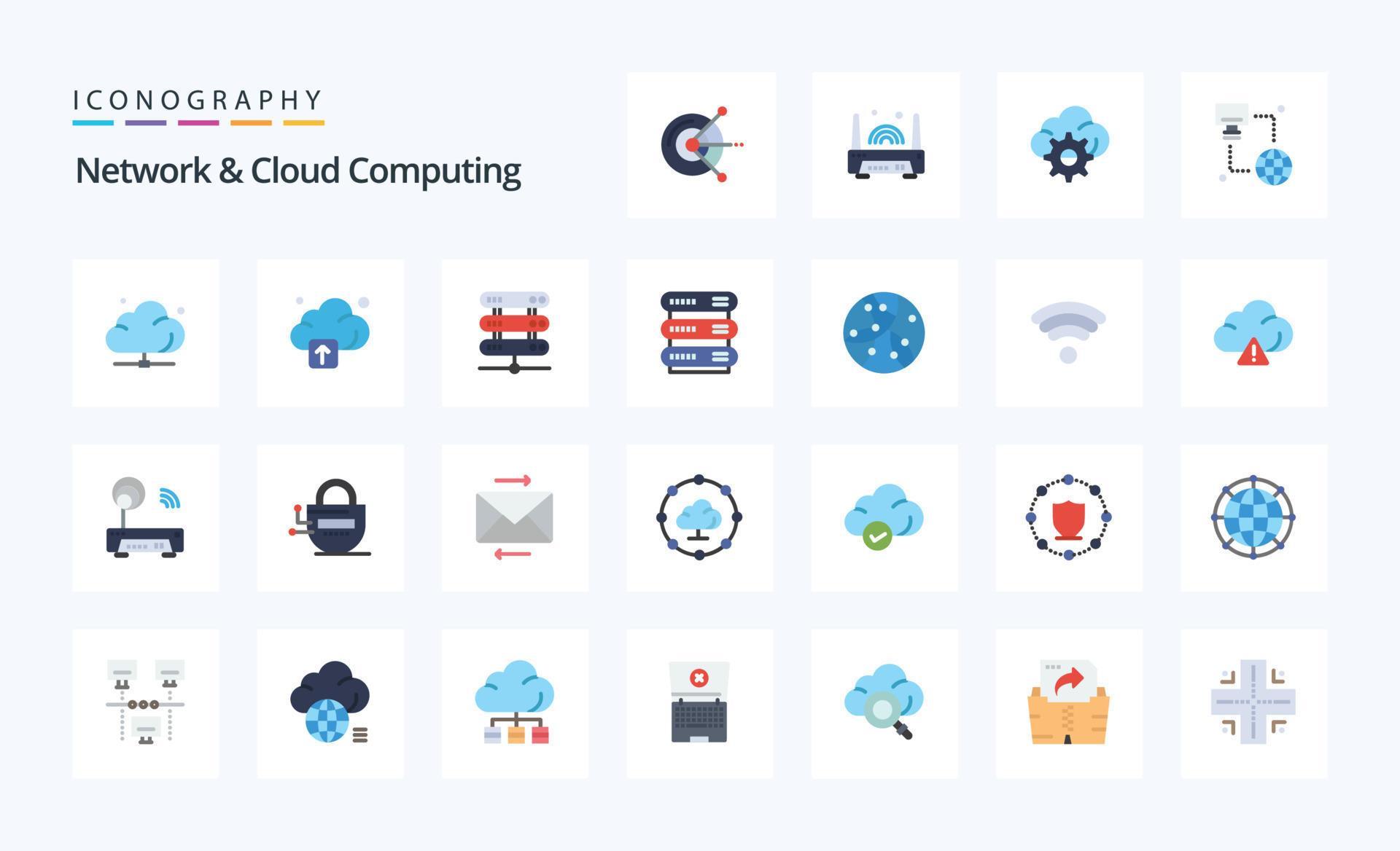 25 Network And Cloud Computing Flat color icon pack 19261783 Vector Art ...