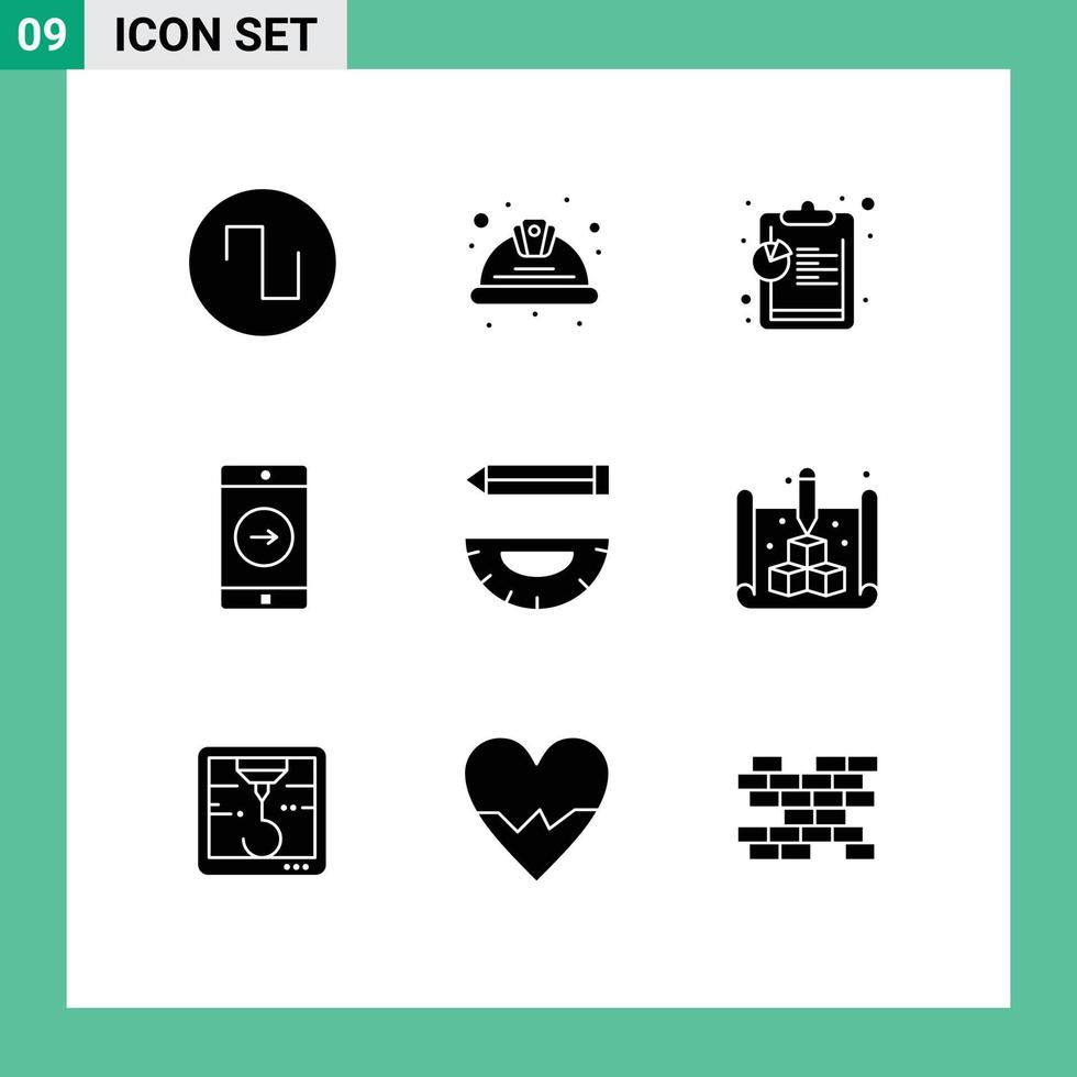 Solid Glyph Pack Of 9 Universal Symbols Of Design Coding Analysis Mobile Application Right