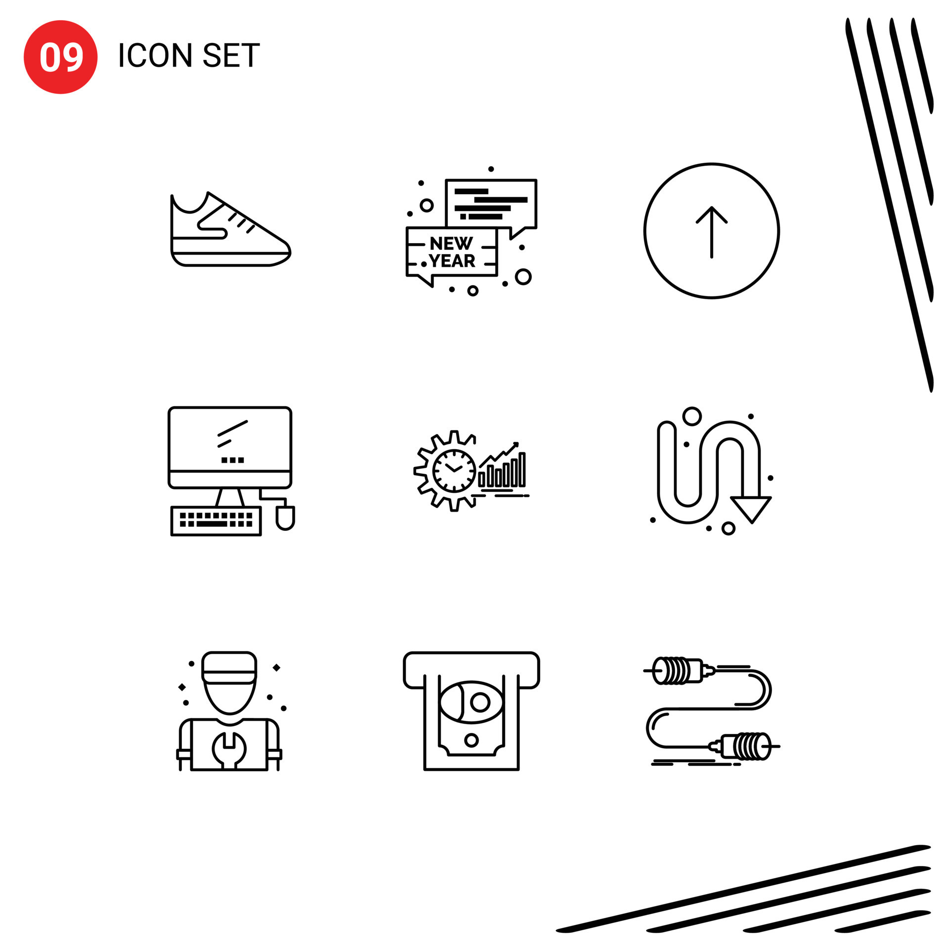 Group Of 9 Modern Outlines Set For Chart Imac Browser Device Computer
