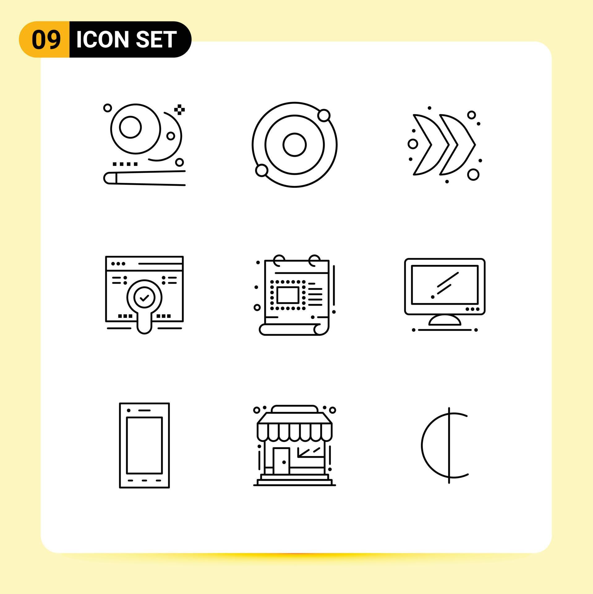 Set Of 9 Vector Outlines On Grid For Document Creative Direction Pack Search Editable Vector