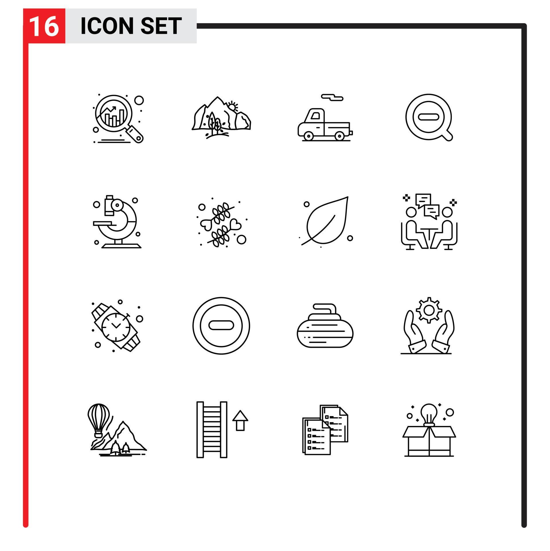 16 Universal Outlines Set For Web And Mobile Applications Microscope Lab Car Delete Less