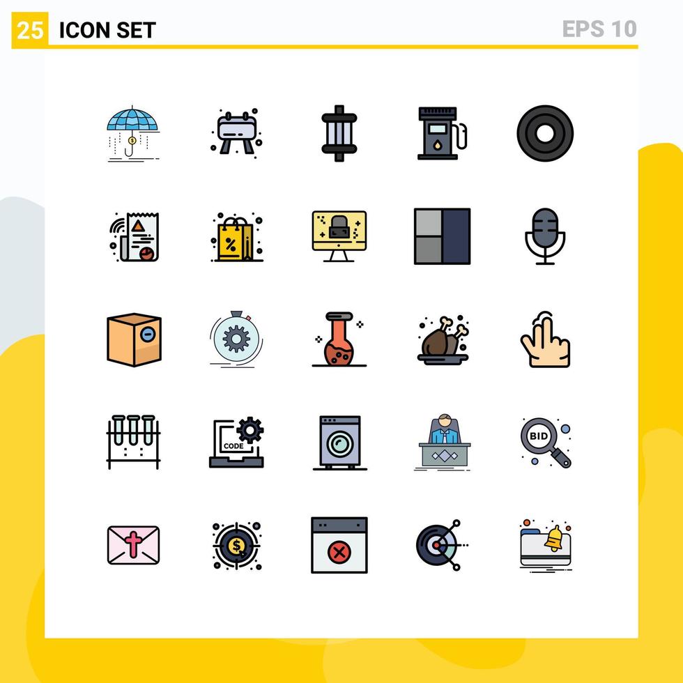 User Interface Pack Of 25 Basic Filled Line Flat Colors Of Interface Sign Auto Maps Gas Editable