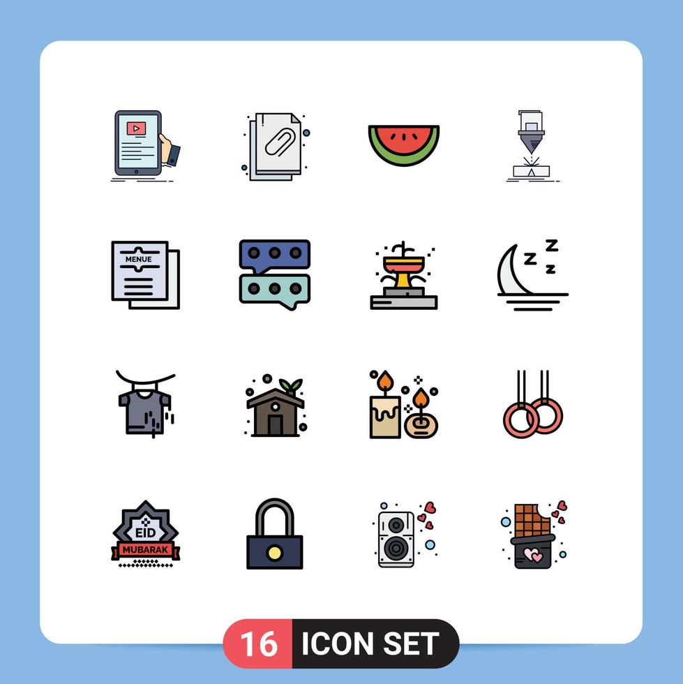 16 User Interface Flat Color Filled Line Pack of modern Signs and ...