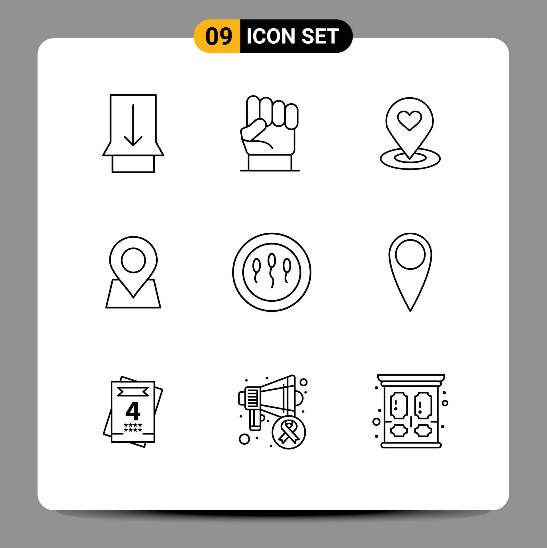 9 Thematic Vector Outlines And Editable Symbols Of Cells Marker