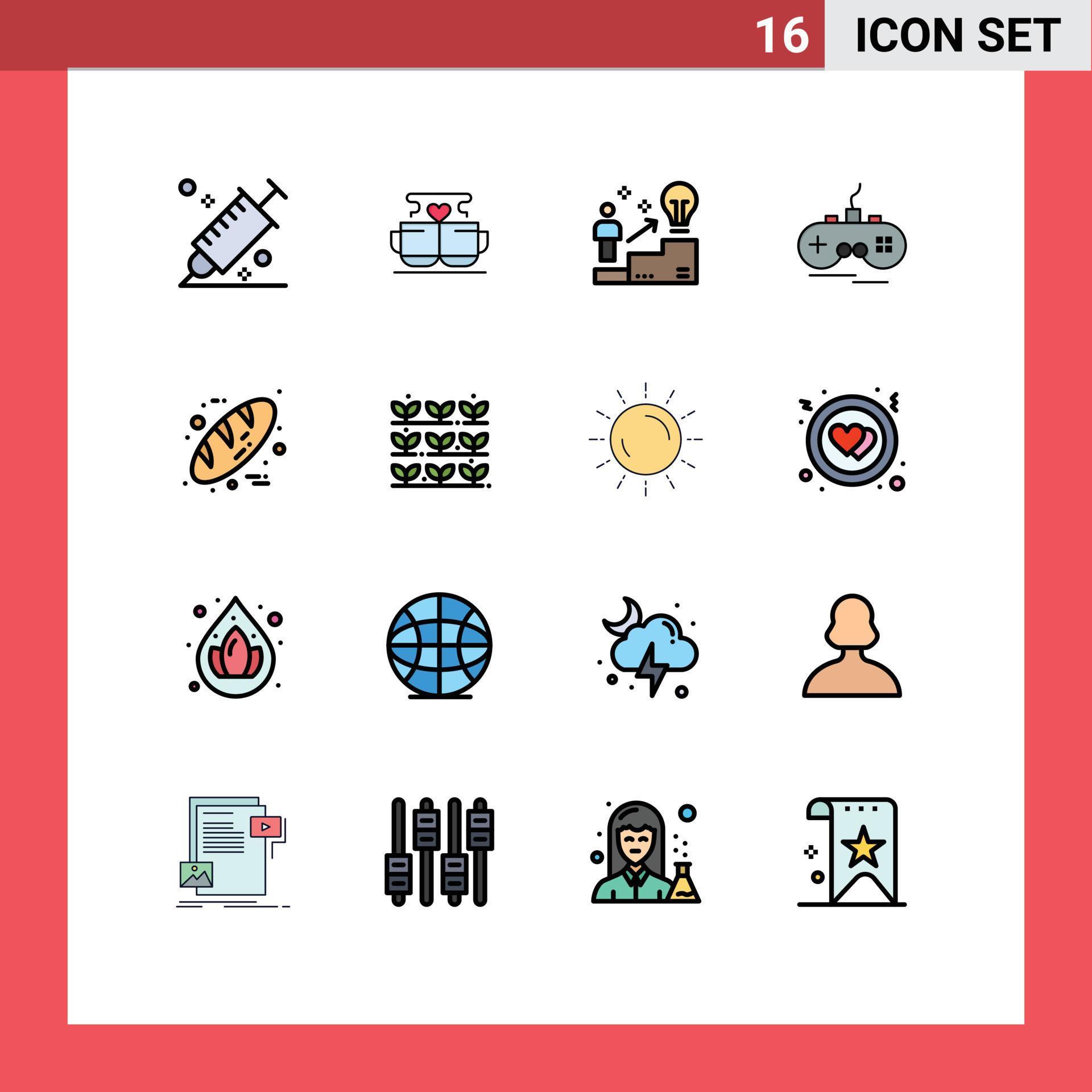 Set Of 16 Modern Ui Icons Symbols Signs For Xbox Joystick Heart Solution User Editable Creative
