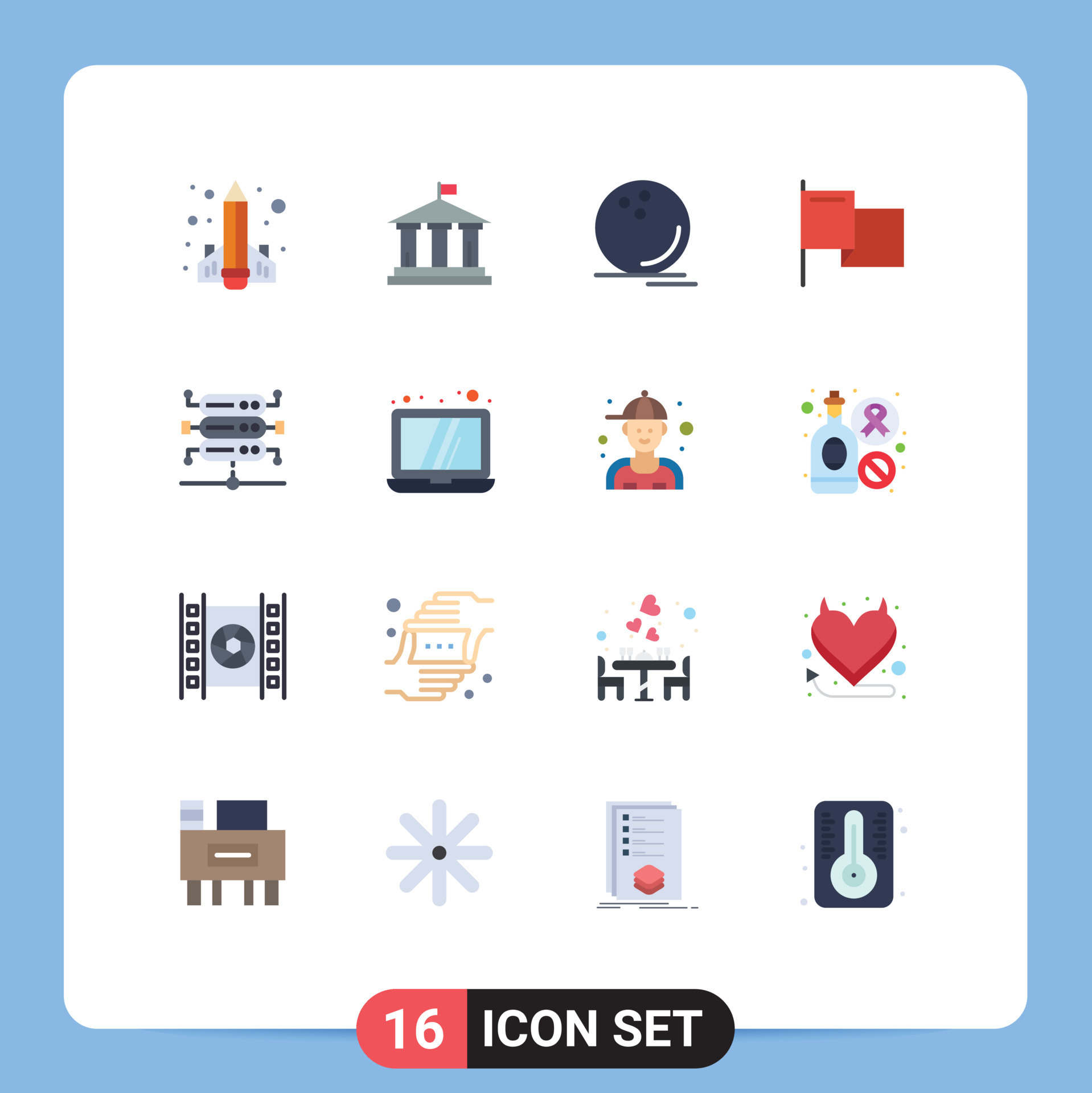 Universal Icon Symbols Group of 16 Modern Flat Colors of database flag ... Universal Icon Symbols Group of 16 Modern Flat Colors of database flag ...