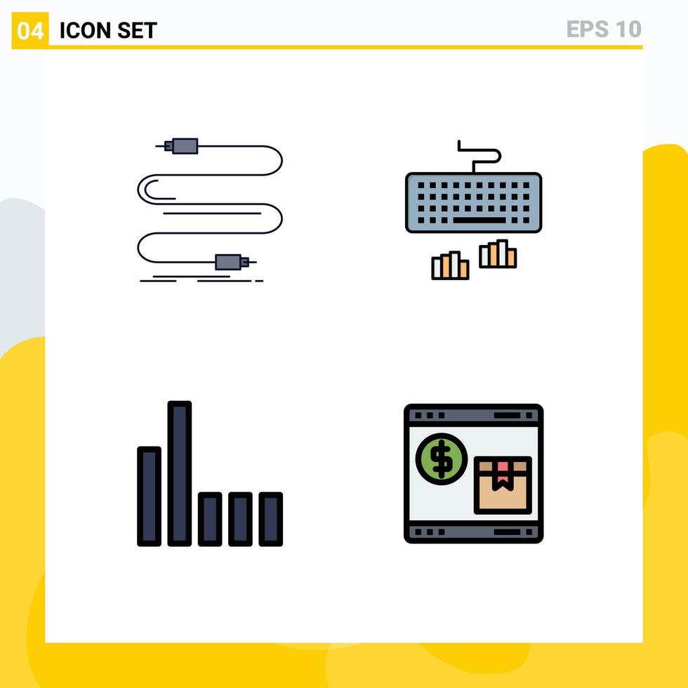 4 Universal Filledline Flat Colors Set For Web And Mobile Applications Audio Connection Sound