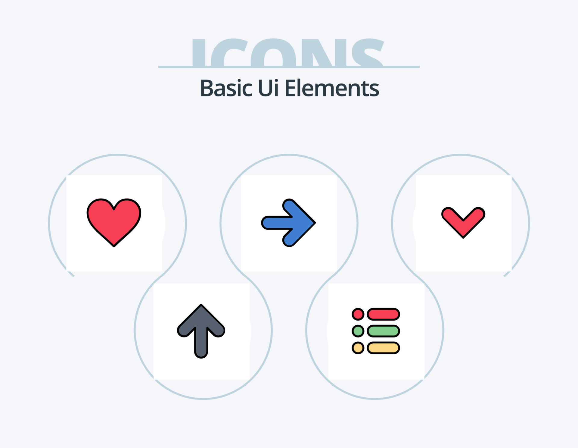 Basic Ui Elements Line Filled Icon Pack 5 Icon Design. task. interface. arrow. information. i ...