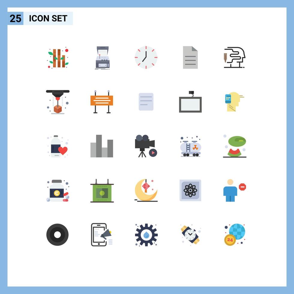 25 Thematic Vector Flat Colors And Editable Symbols Of Printing Interface Clock User File