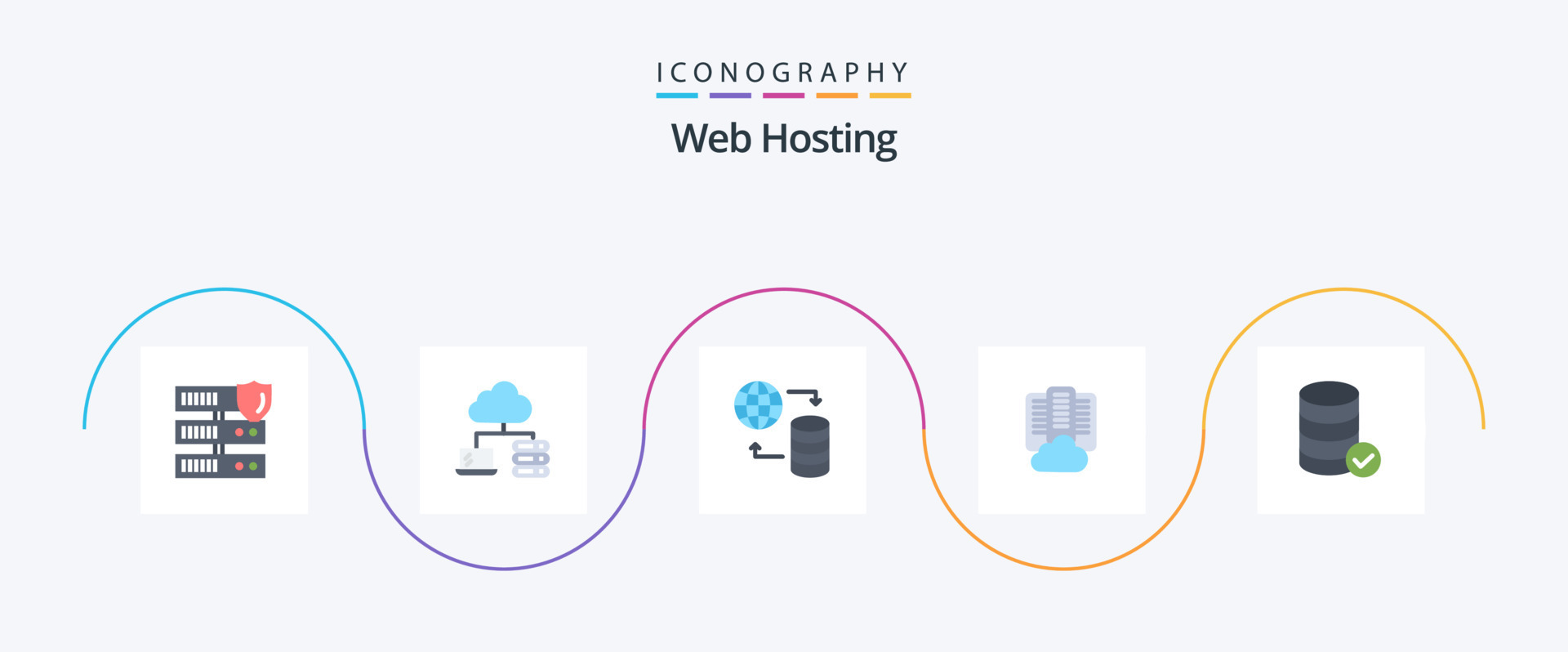 Web Hosting Flat 5 Icon Pack Including Service Hosting World Server Center 19267001 Vector