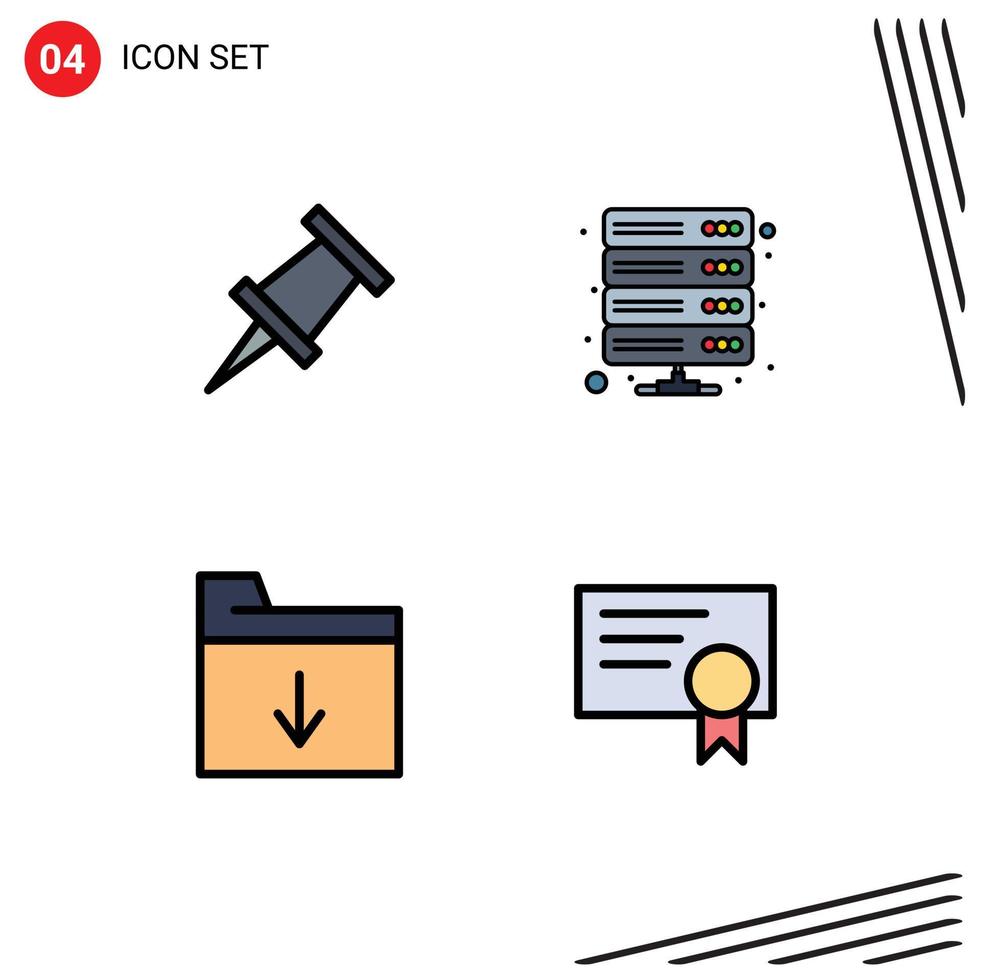 4 User Interface Filledline Flat Color Pack of modern Signs and Symbols of marker insert ...