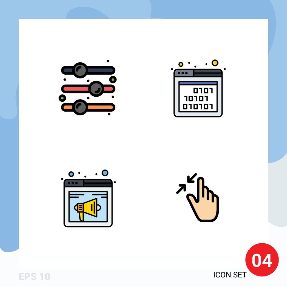 Set Of 4 Vector Filledline Flat Colors On Grid For Design Element Internet Toggle Switch