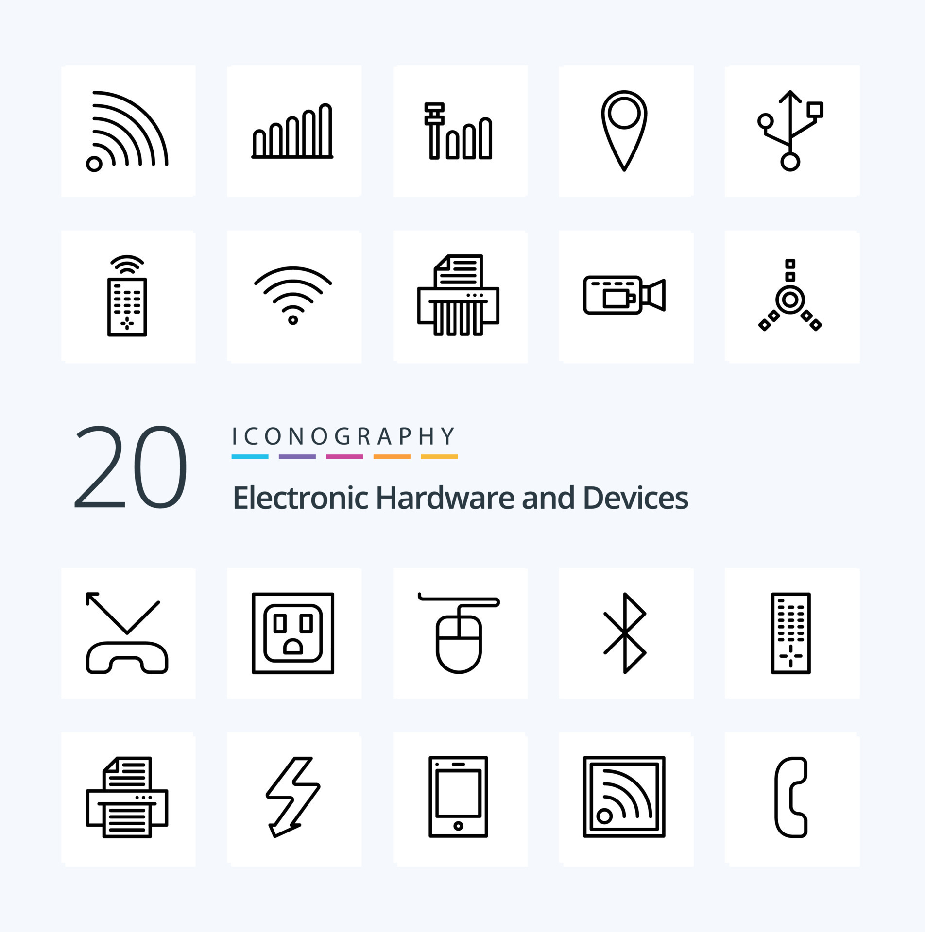20 Devices Line Icon Pack Like Connection Guitar Connection Signal Rss 19268112 Vector Art At