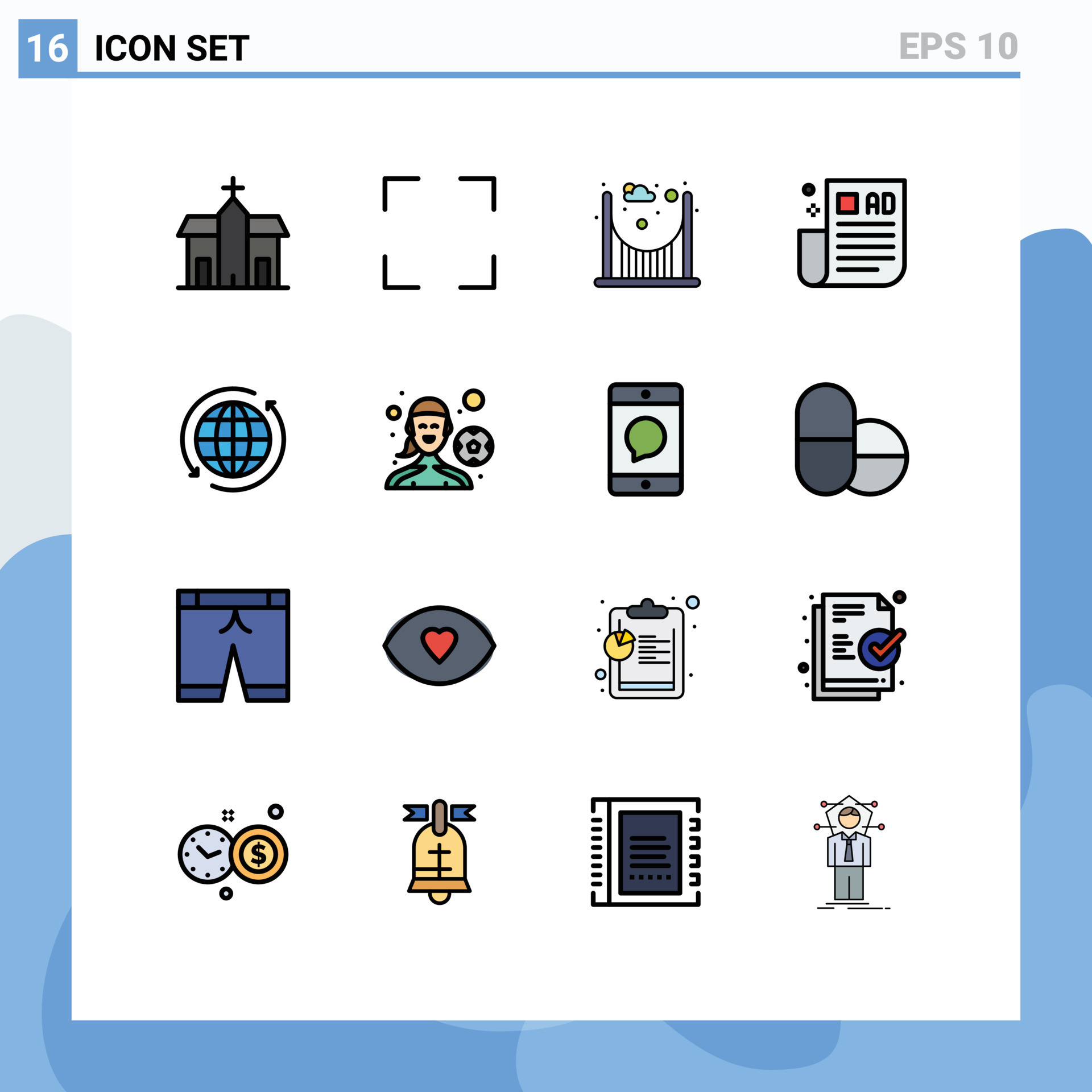 Stock Vector Icon Pack of 16 Line Signs and Symbols for internet global ...