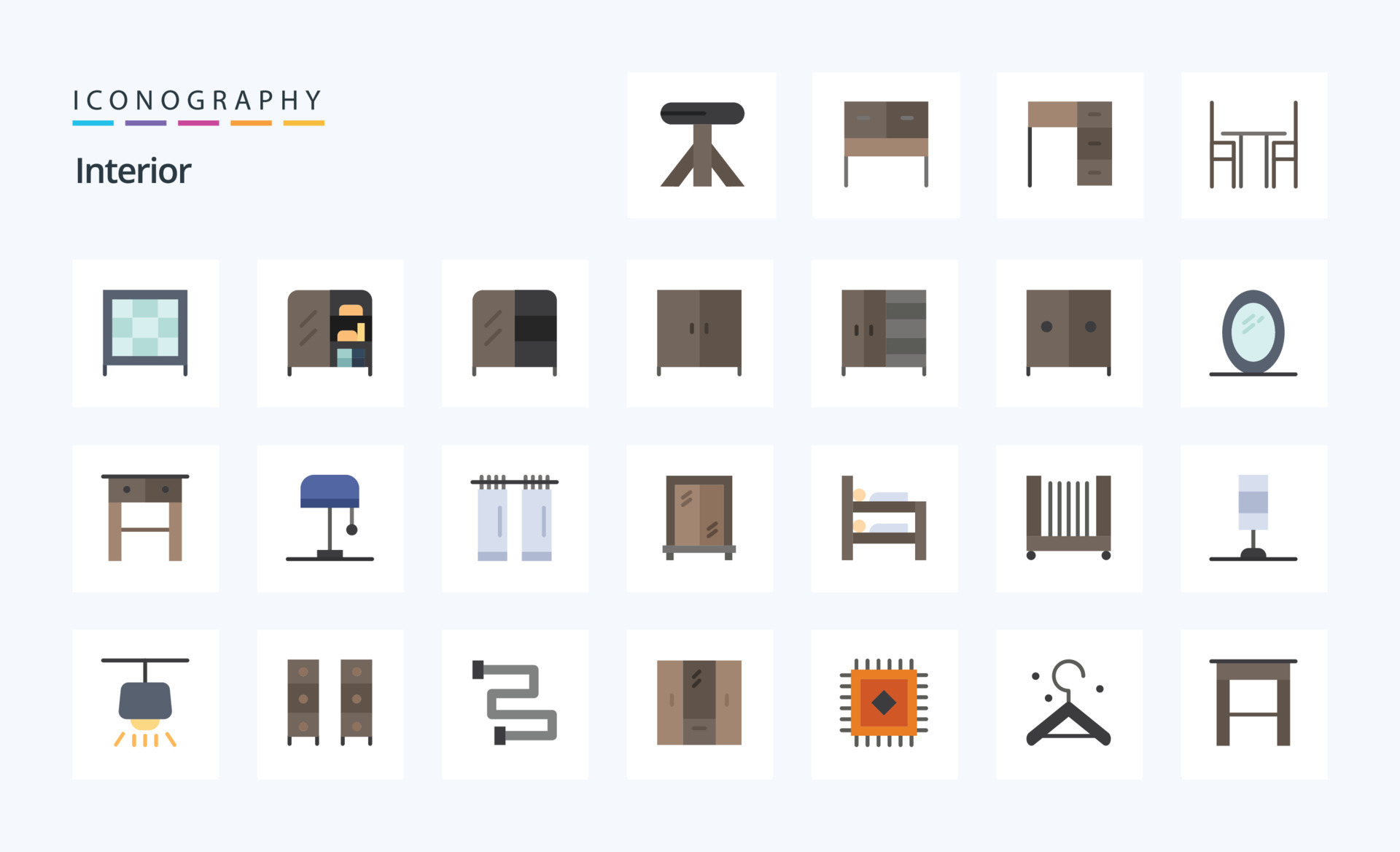 25 Interior Flat color icon pack 19269571 Vector Art at Vecteezy