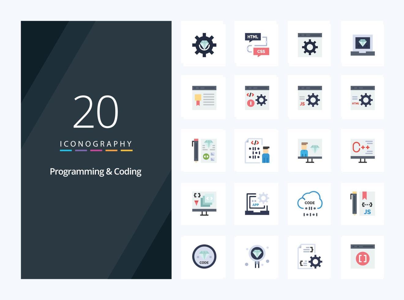 20 Programming And Coding Flat Color icon for presentation 19269738 ...