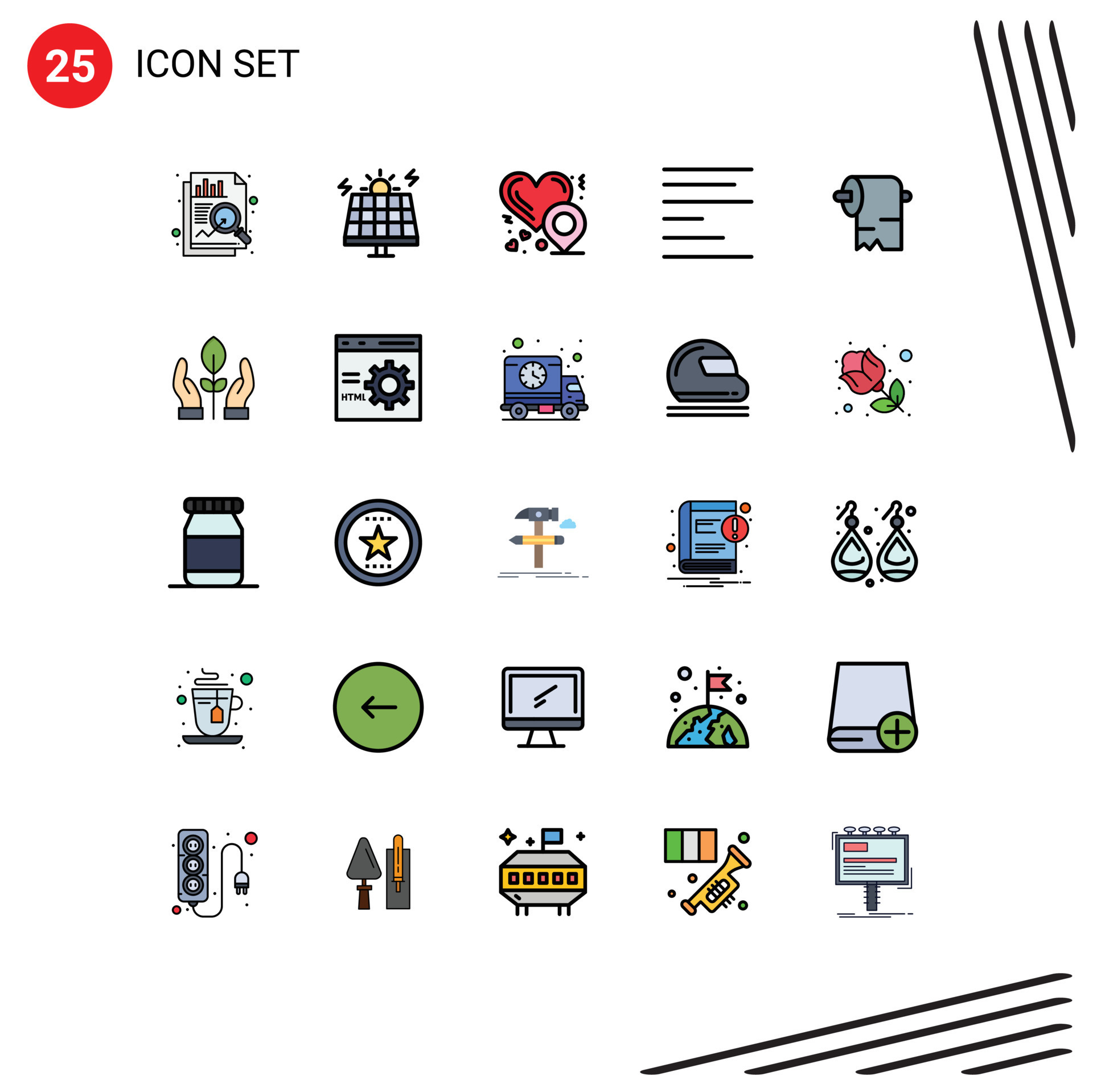 Modern Set of 25 Filled line Flat Colors and symbols such as plant ... Modern Set of 25 Filled line Flat Colors and symbols such as plant ...