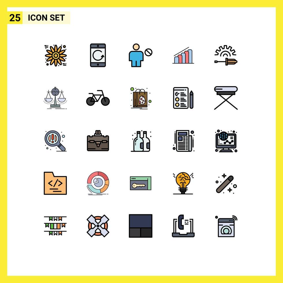 Mobile Interface Filled Line Flat Color Set Of 25 Pictograms Of Screw Driver Report Avatar