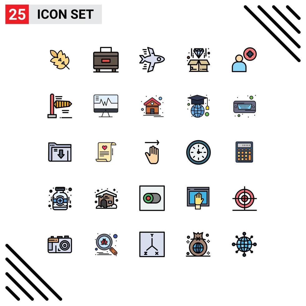 Stock Vector Icon Pack of 25 Line Signs and Symbols for user add ...